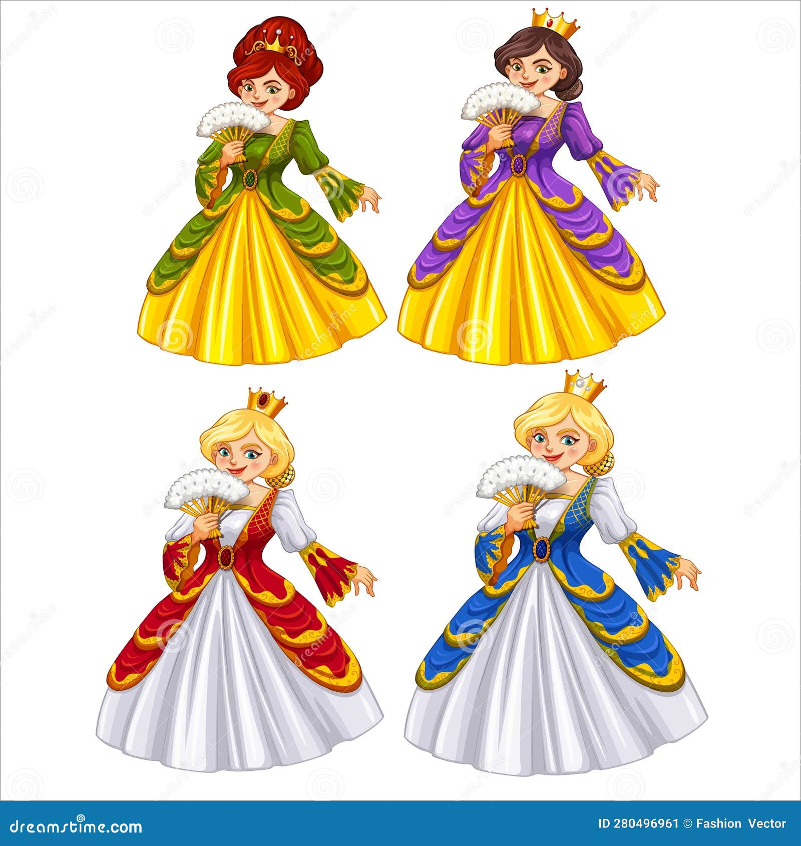 Cute Queen Girls Print Vector Art Stock Vector - Illustration of little ...