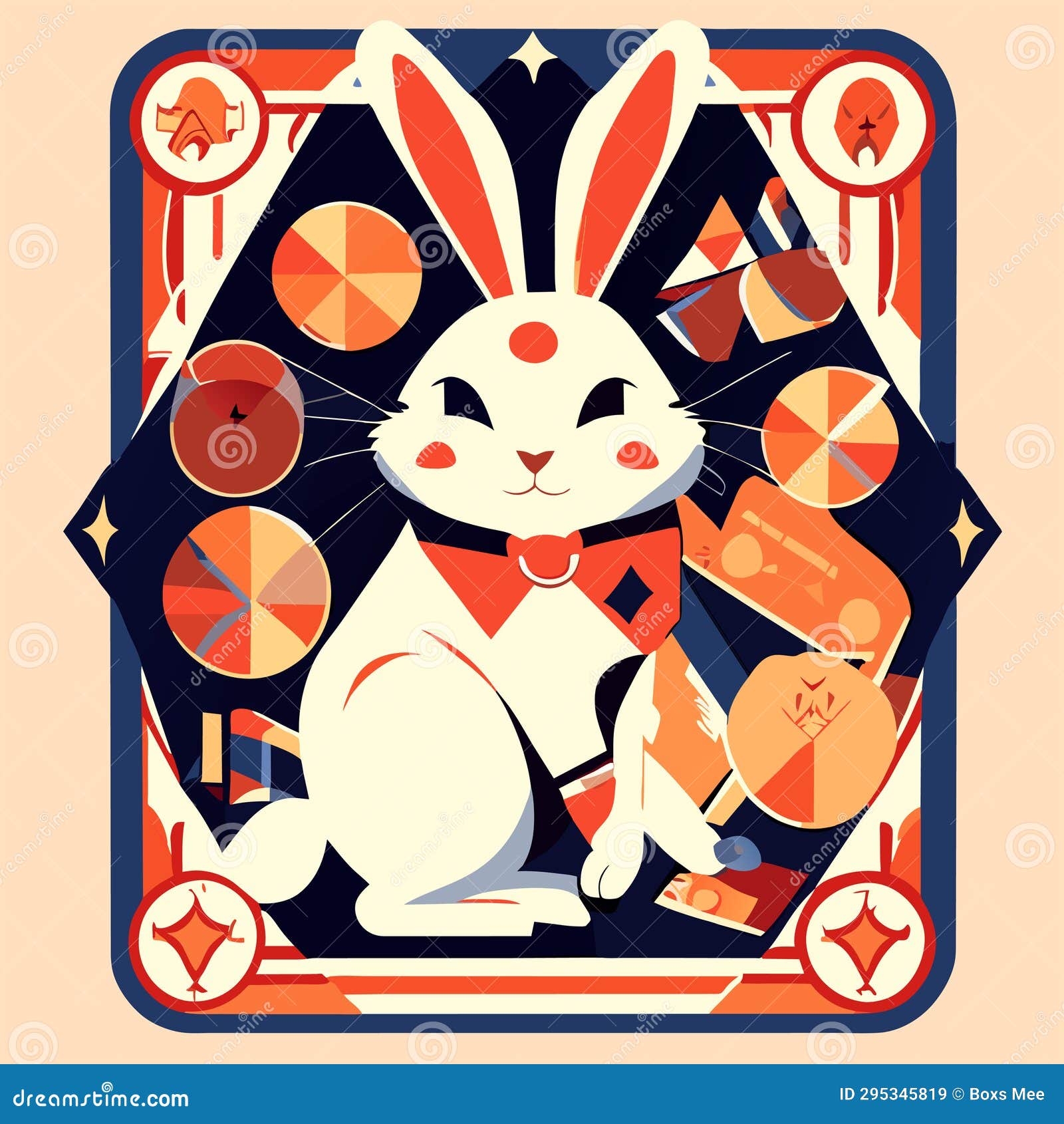 Cute Rabbit on Abstract Background. Vector Illustration in Flat Style ...