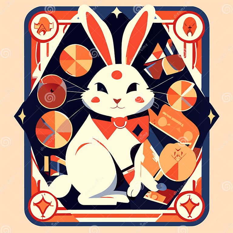Cute Rabbit on Abstract Background. Vector Illustration in Flat Style ...