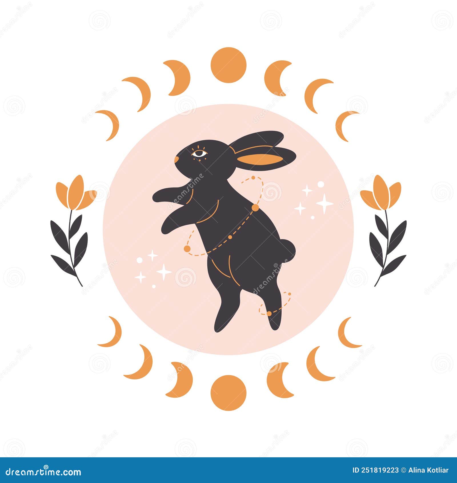 Cute Rabbit with Astrology, Botany and Esoteric Elements. Year of the ...