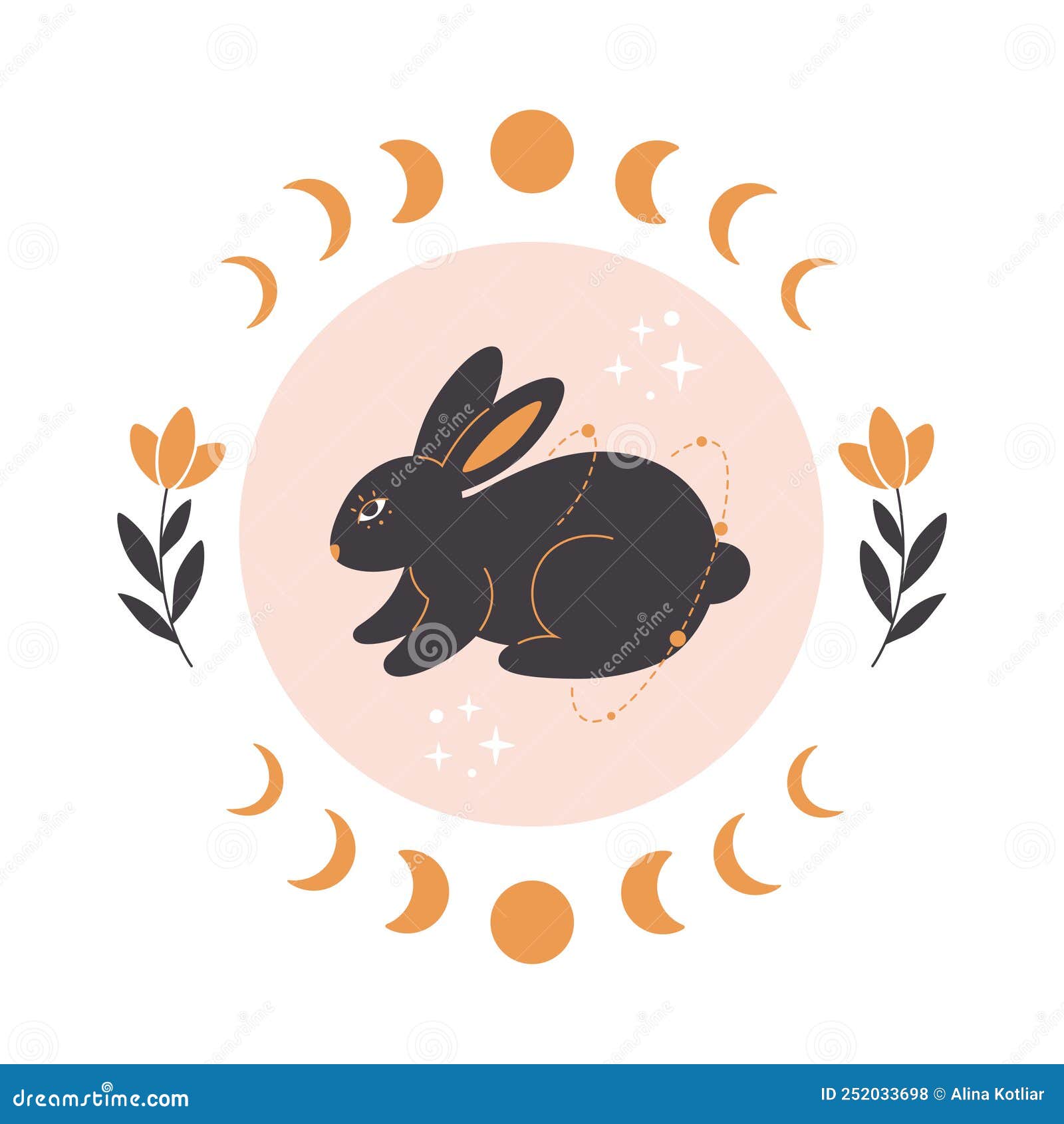 Cute Rabbit with Astrology, Botany and Esoteric Elements. Year of the ...