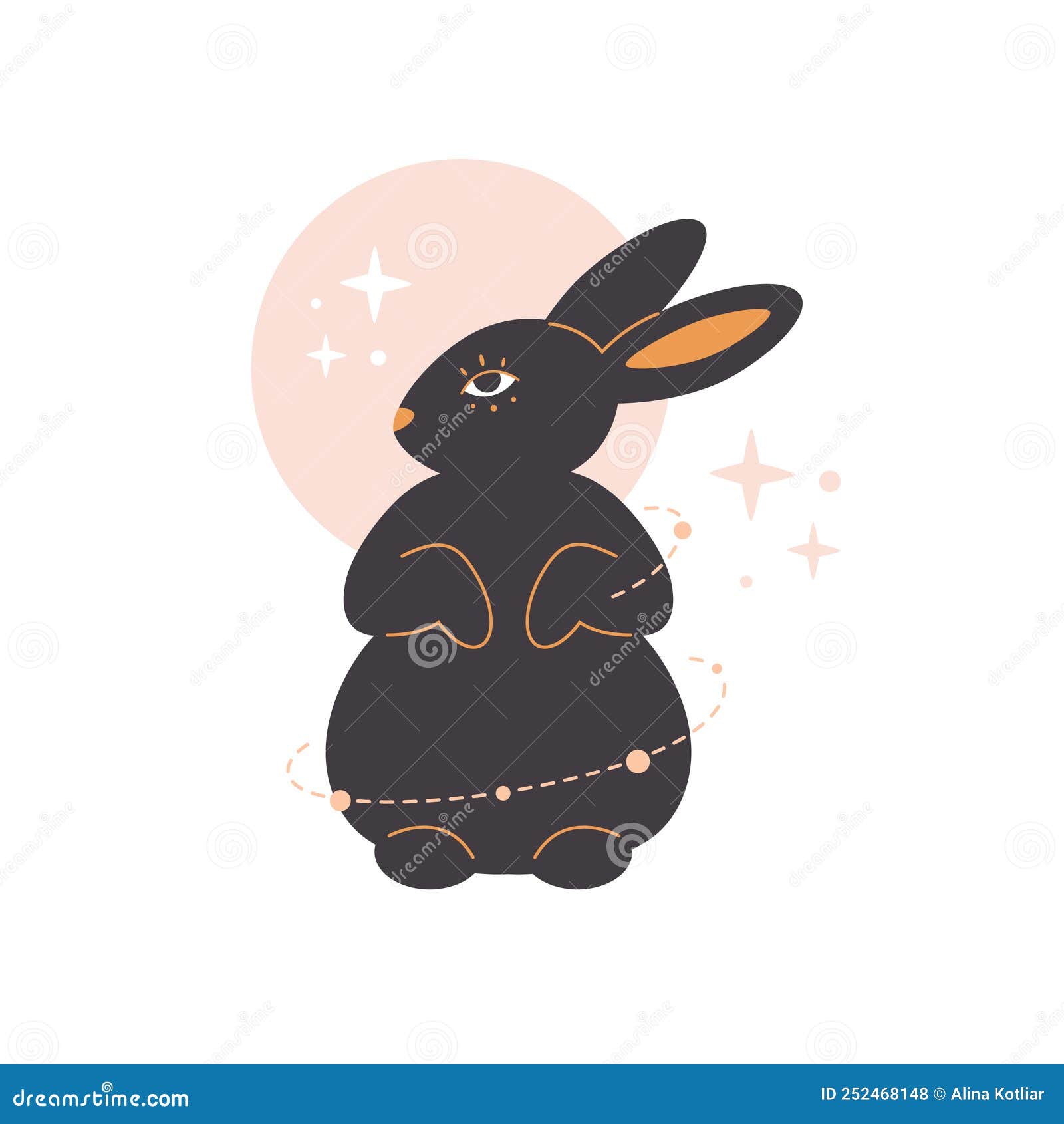 Cute Rabbit with Astrology Elements. Year of the Rabbit. Hand Drawn ...