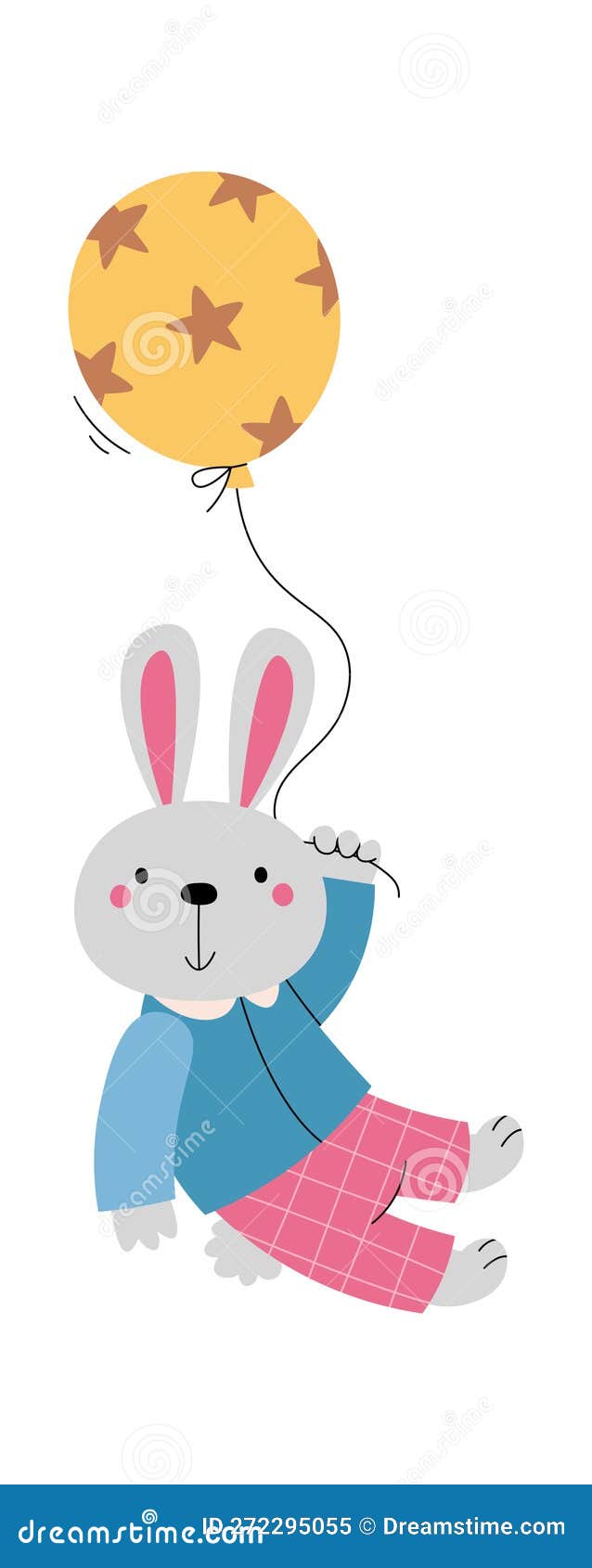 Cute rabbit with balloon stock vector. Illustration of ball - 272295055