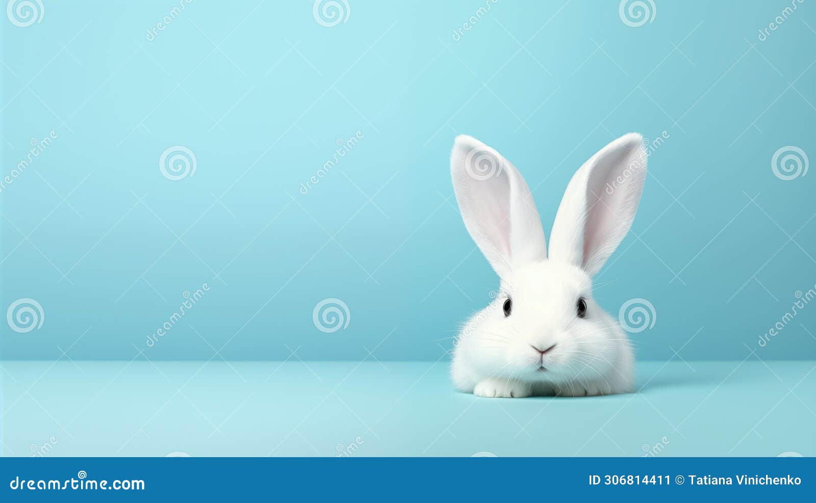 Cute Rabbit on a Blue Background. Copy Space Stock Illustration ...