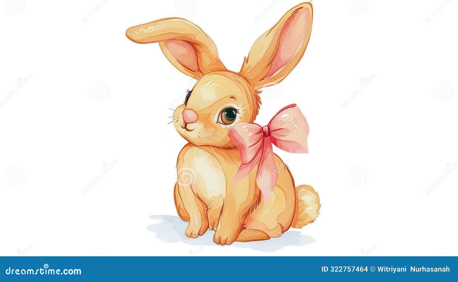 Cute Rabbit with a Bow. Bunny Isolated Stock Illustration ...