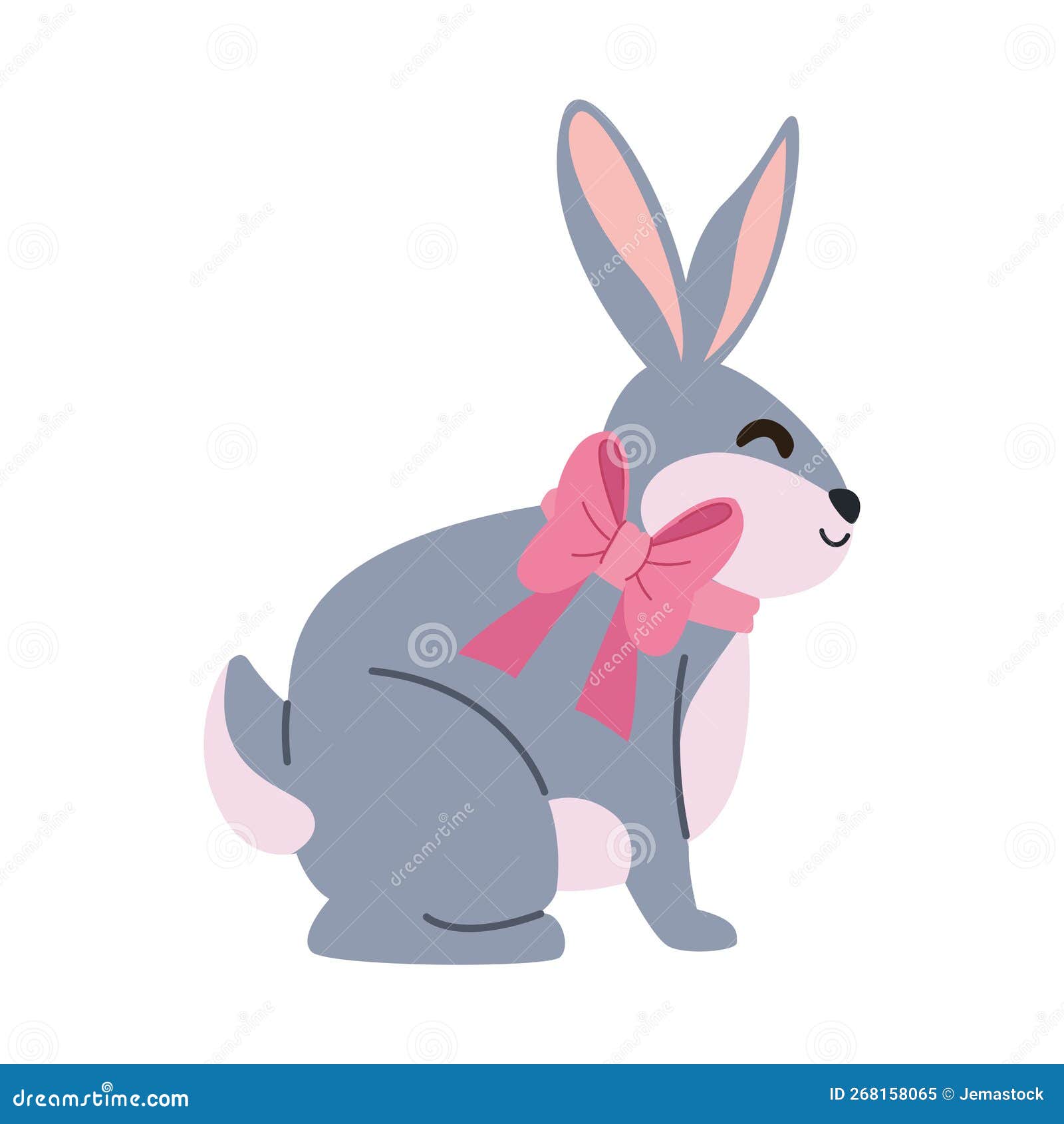 Cute rabbit with bow stock vector. Illustration of animal - 268158065