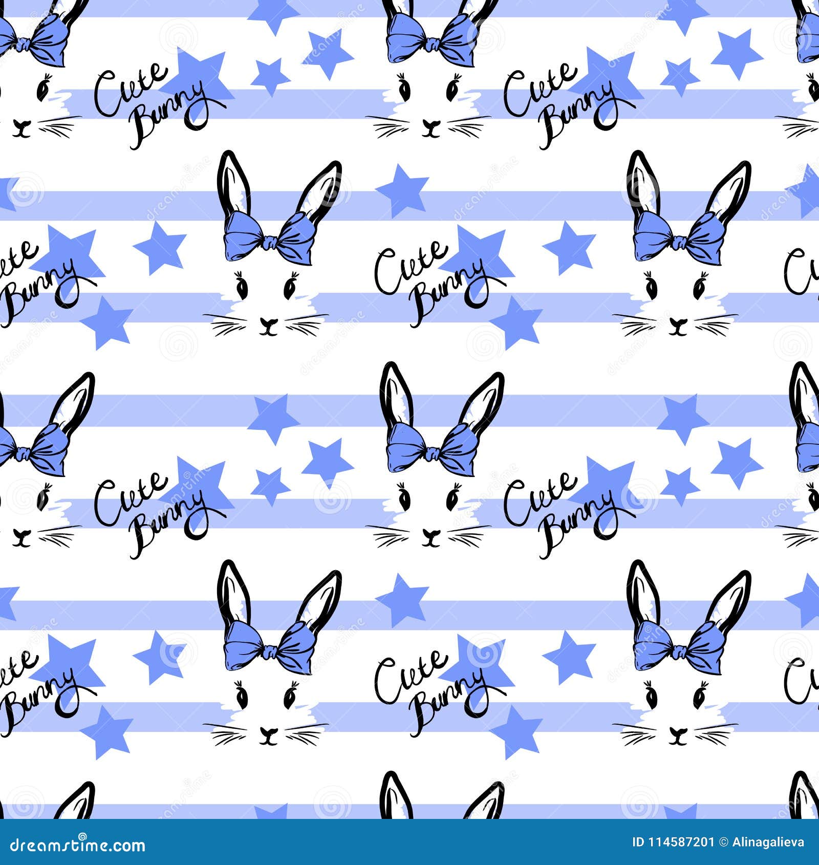 Cute Rabbit with Bow Face Pattern Stock Vector - Illustration of paper ...