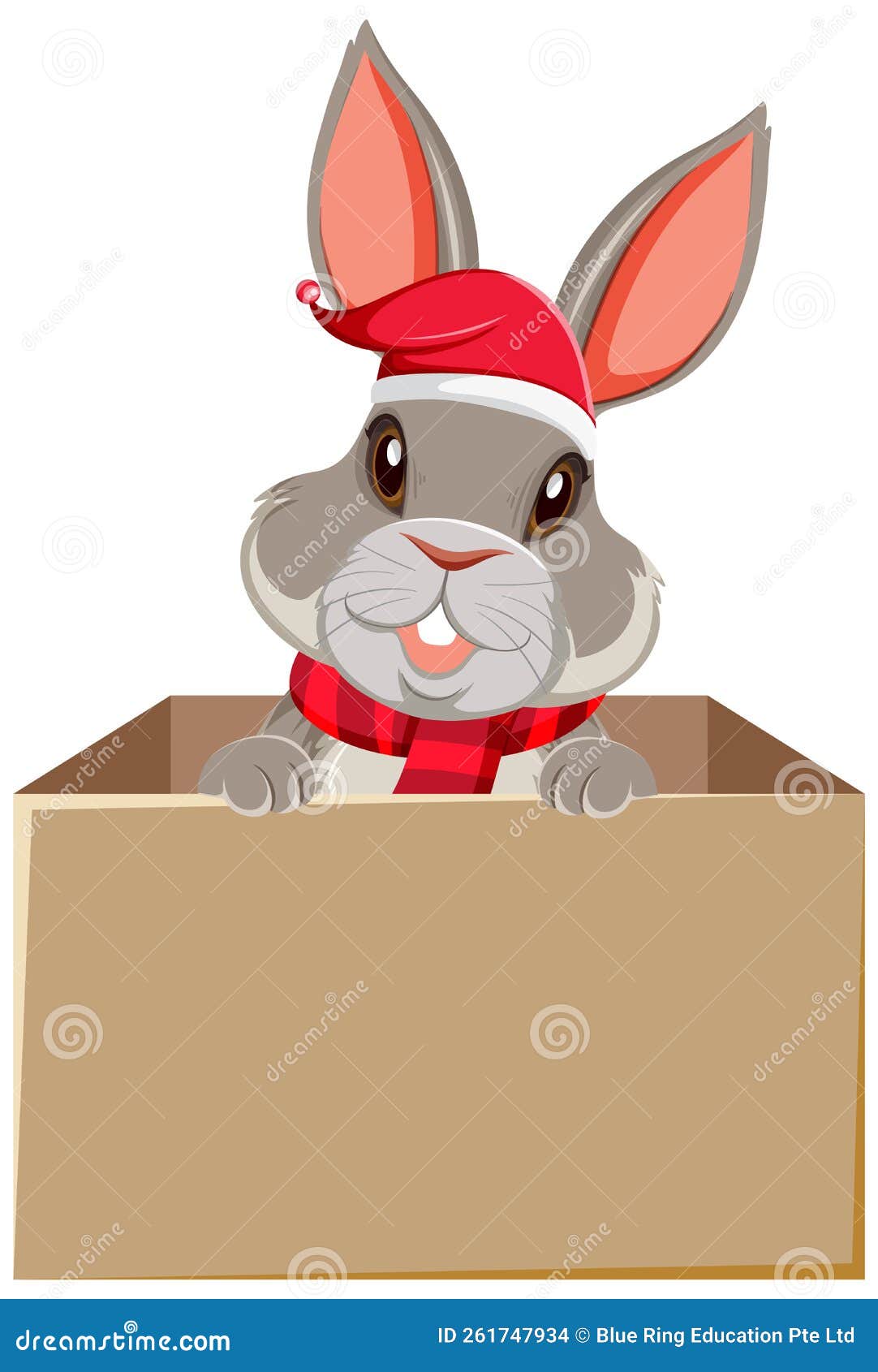 Cute rabbit in the box stock vector. Illustration of vector - 261747934