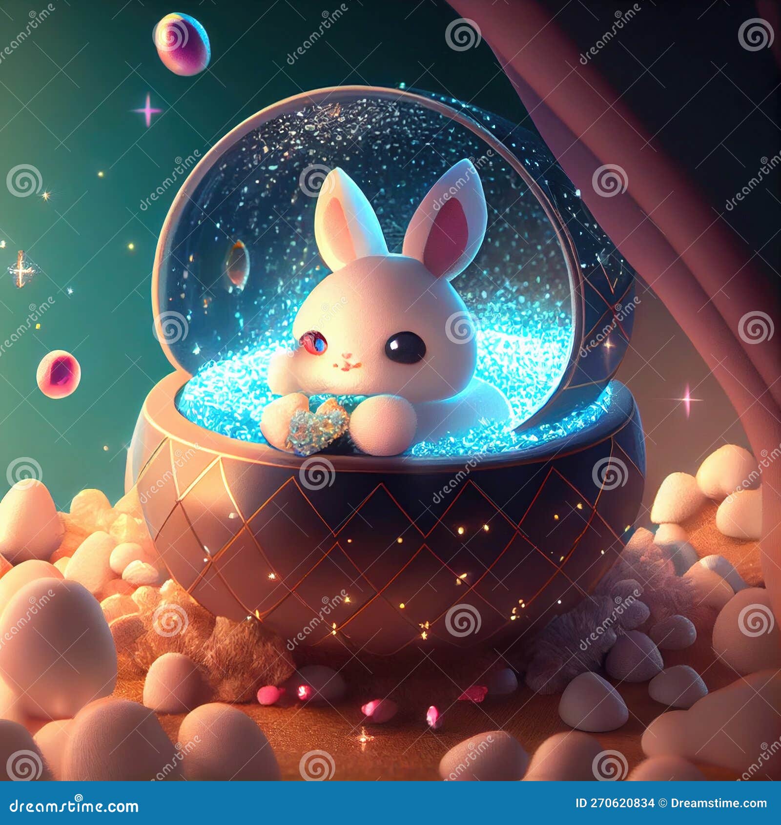 Cute Rabbit Bunny in the Container Magical Fantasy Concept Generative ...