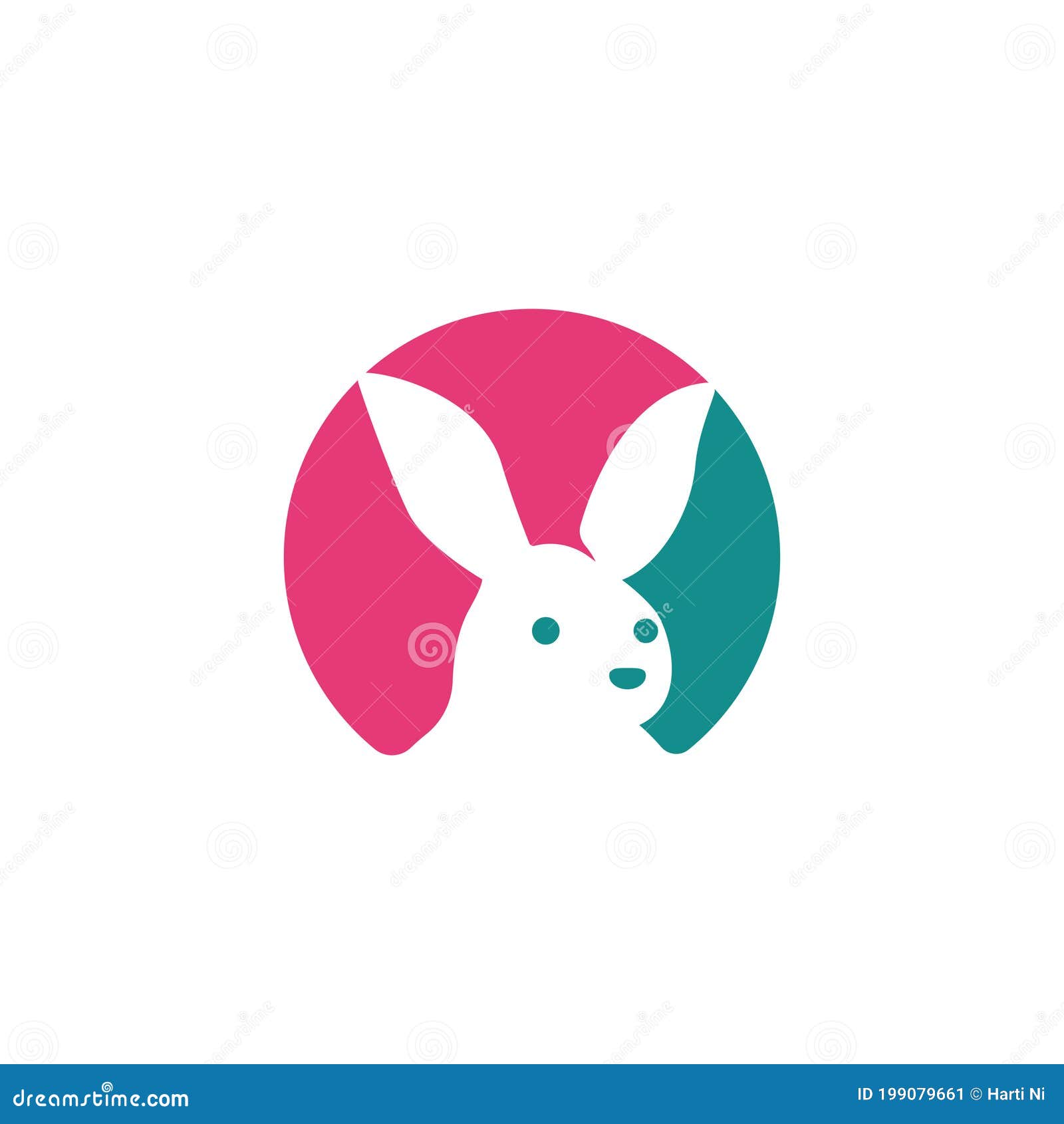 Cute Rabbit Bunny Hare Circle Negative Space Logo Stock Vector ...