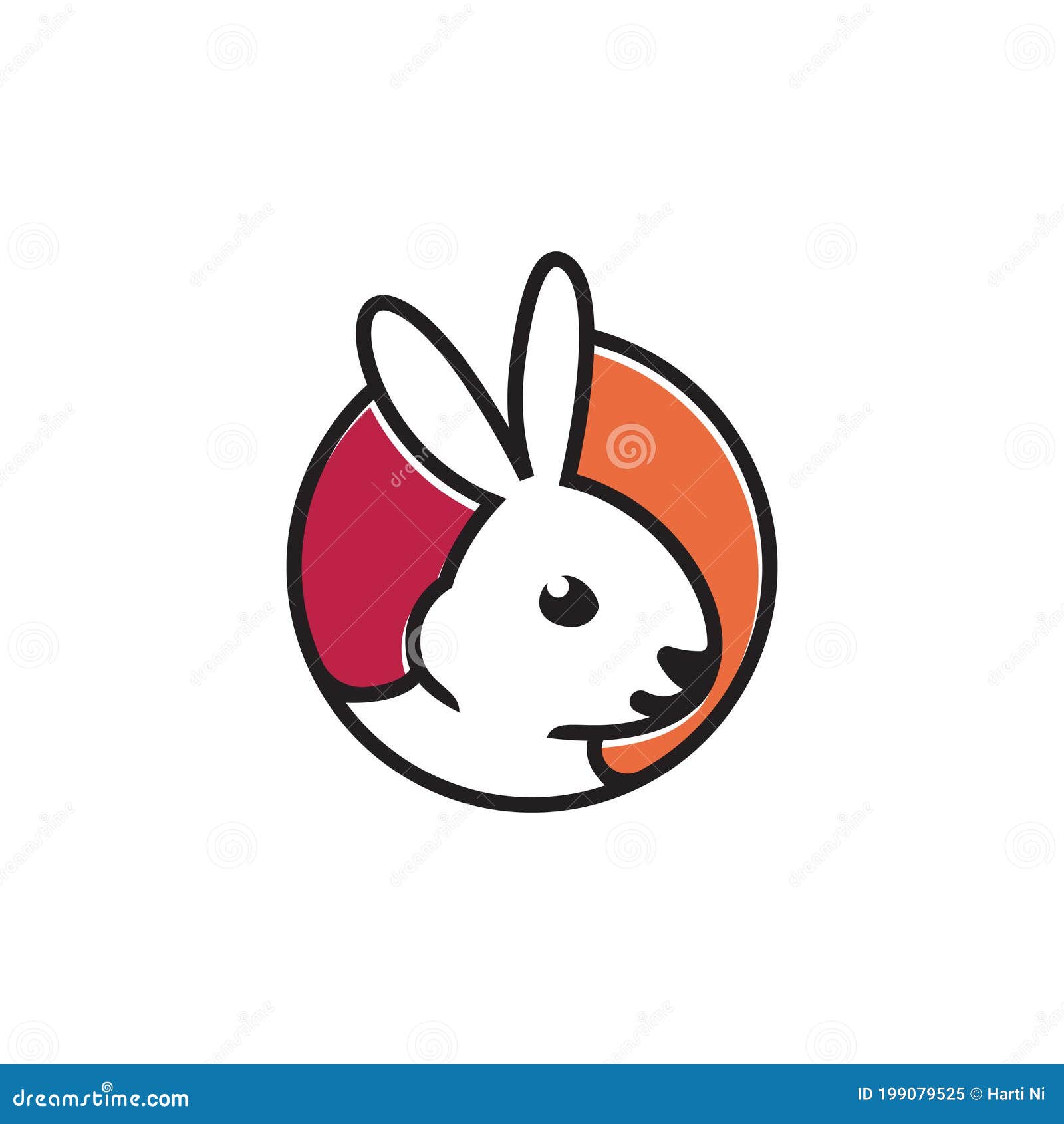 Cute Rabbit Bunny Hare Head Cartoon Mascot Logo Stock Vector ...