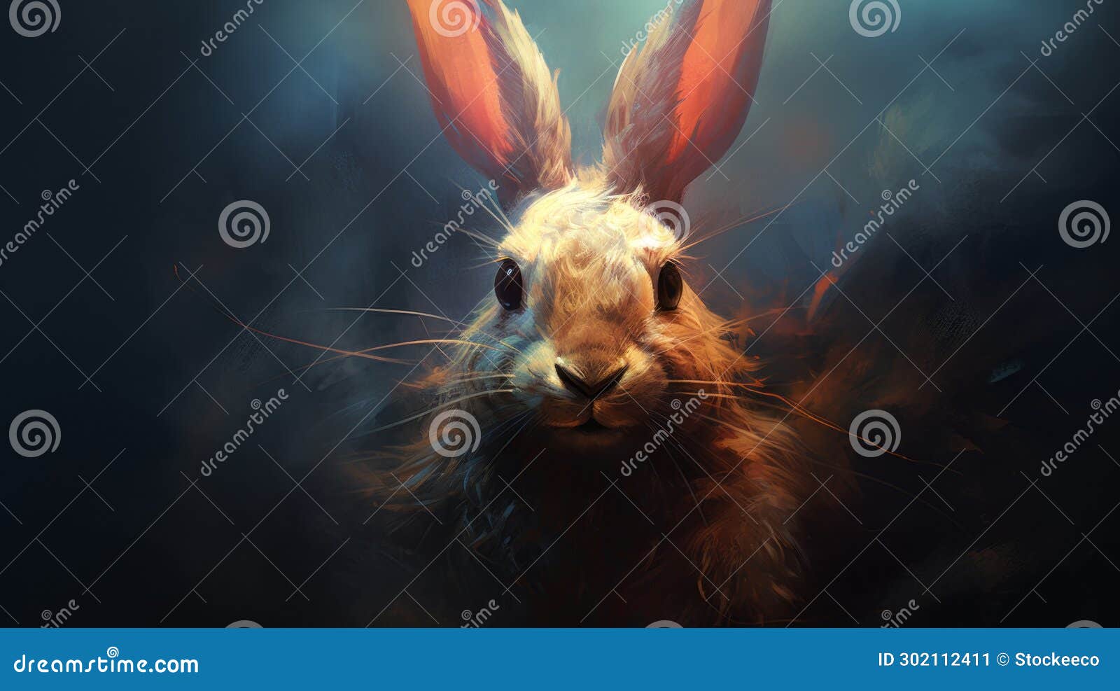 Cute Rabbit Digital Art: a Dark and Nature-inspired Portrait Stock ...
