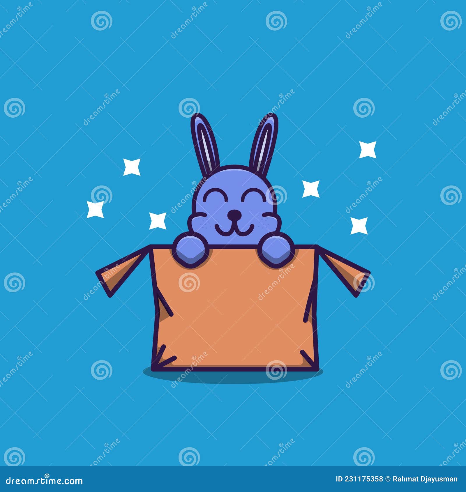 Cute Rabbit in a Cardboard Box Stock Vector - Illustration of design ...