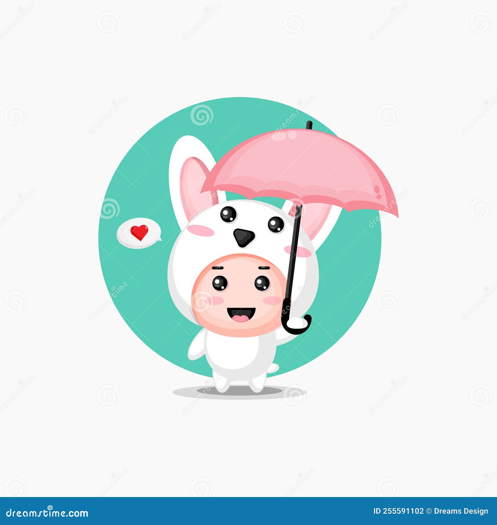 Cute Rabbit Carrying an Umbrella Stock Vector - Illustration of graphic ...