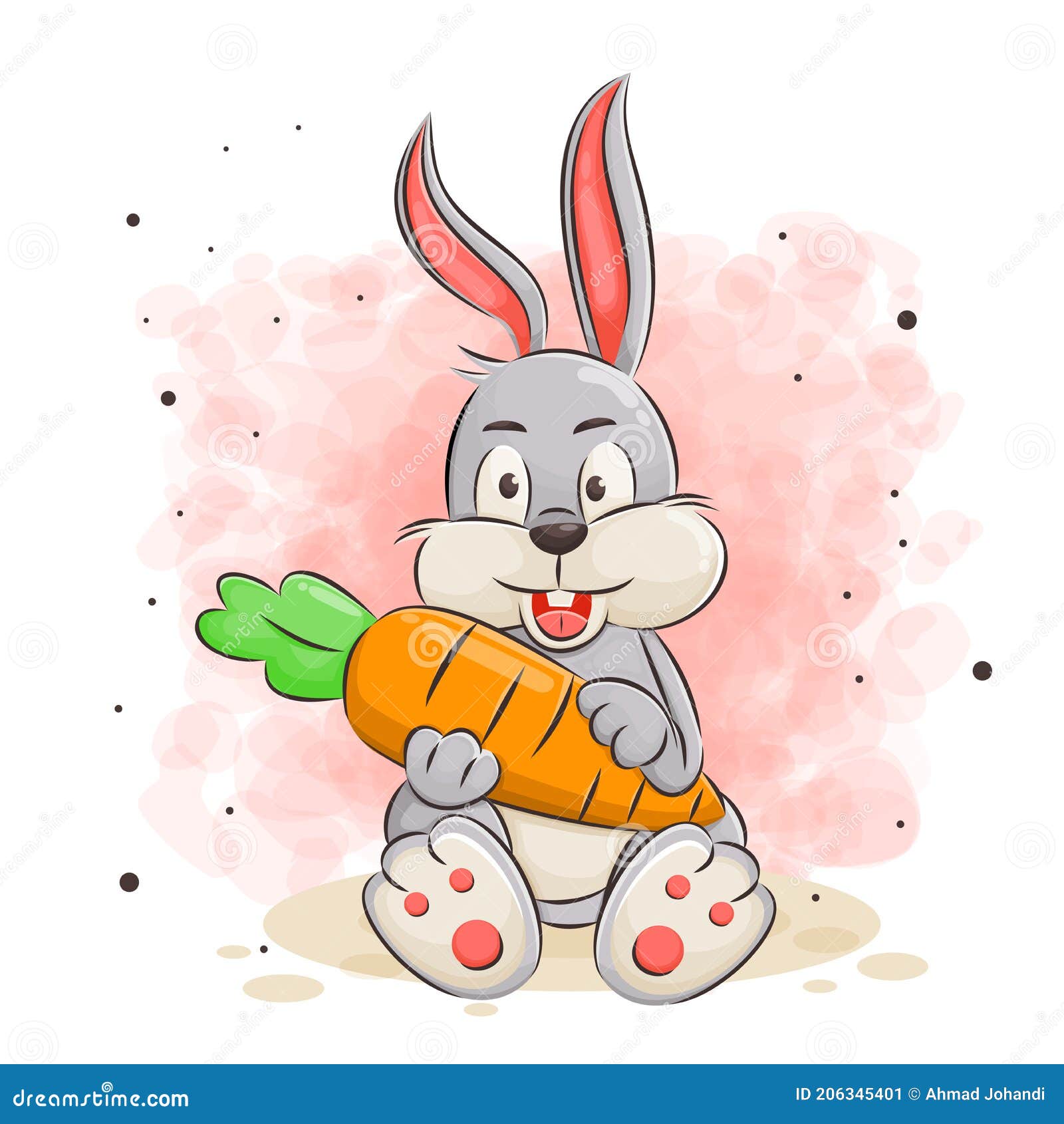 Cute Rabbit Cartoon with Carrot Vector Illustration Stock Vector ...