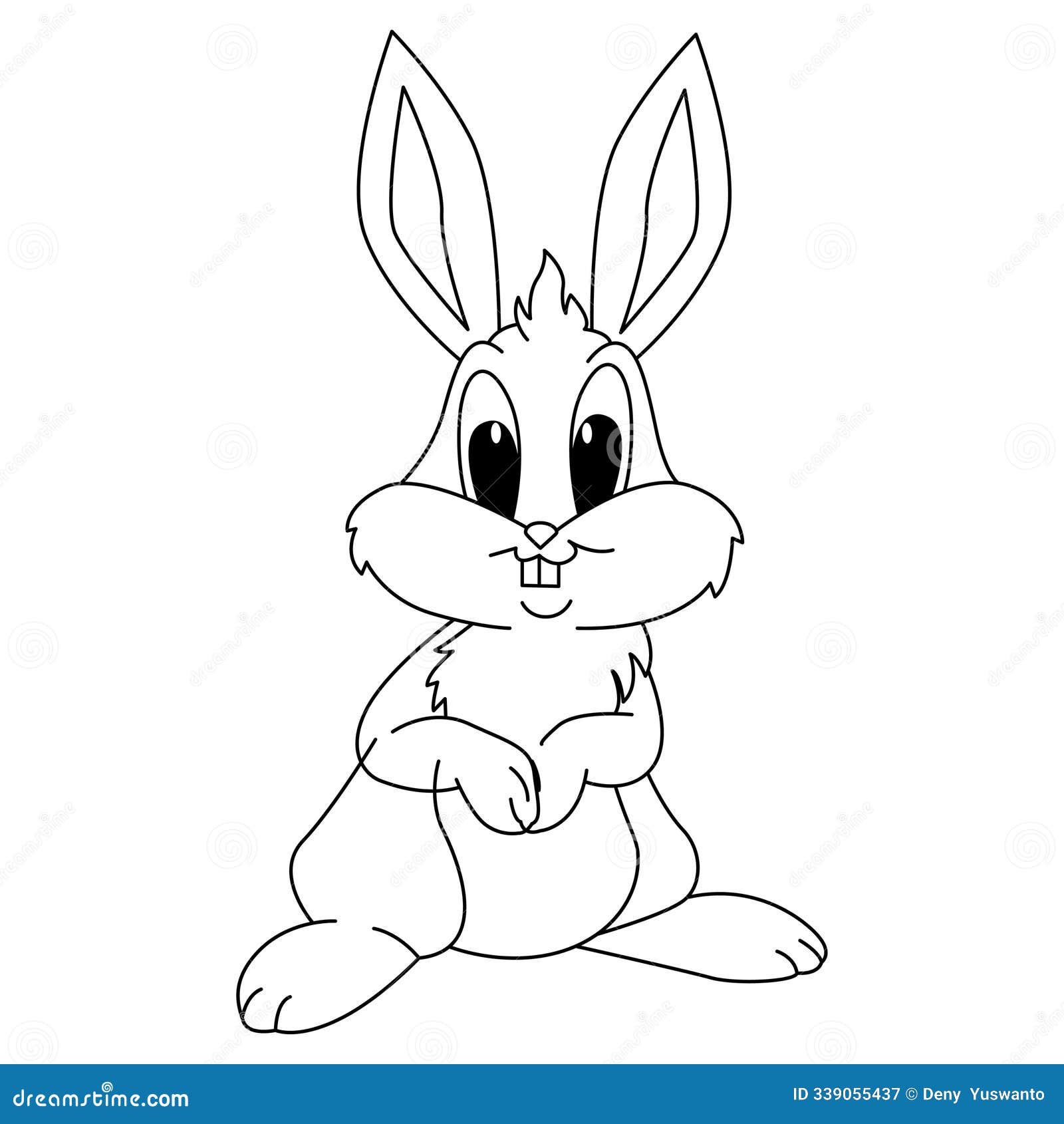 Cute Rabbit Cartoon Coloring Page Illustration Vector. for Kids ...