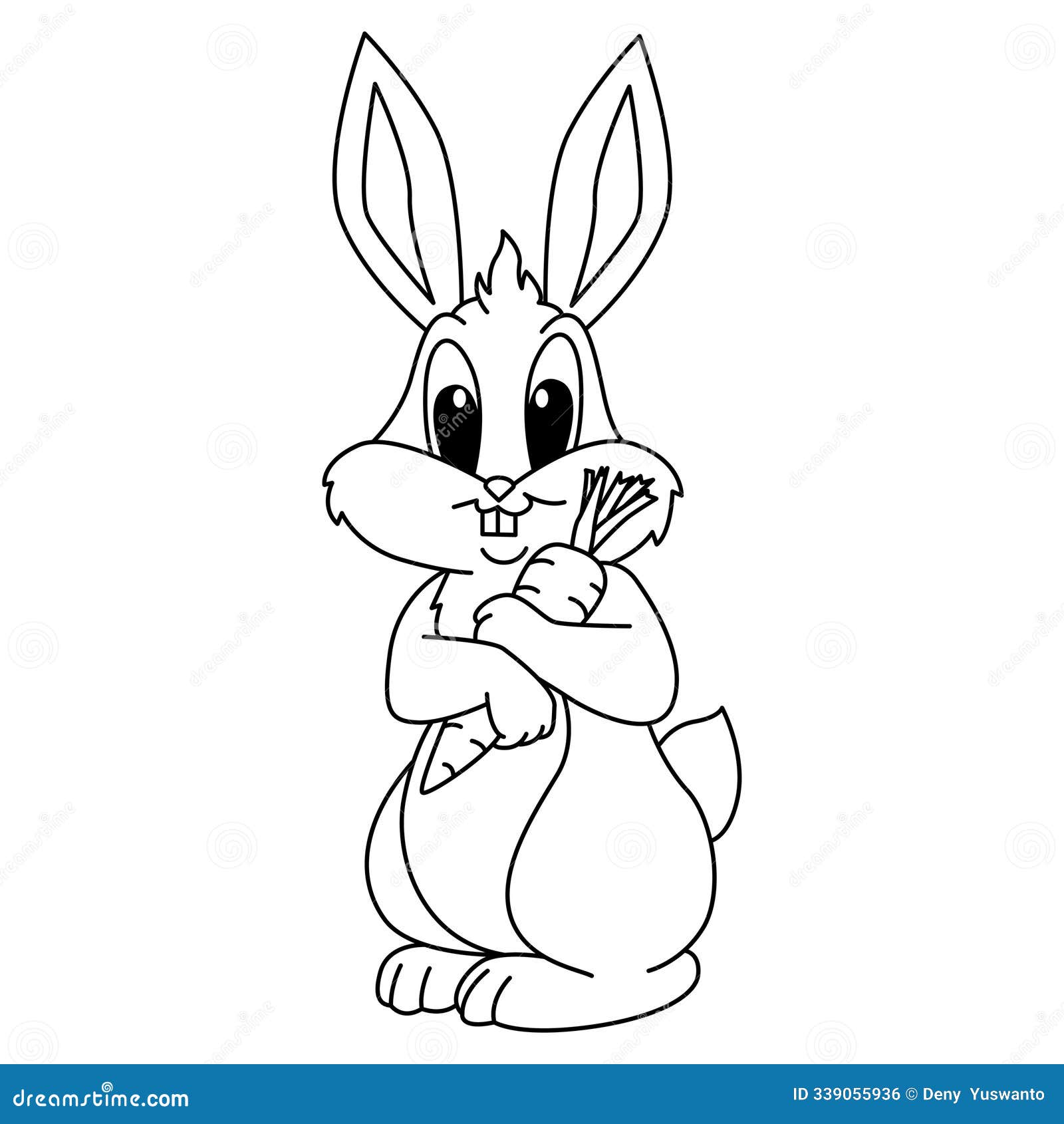 Cute Rabbit Cartoon Coloring Page Illustration Vector. for Kids ...