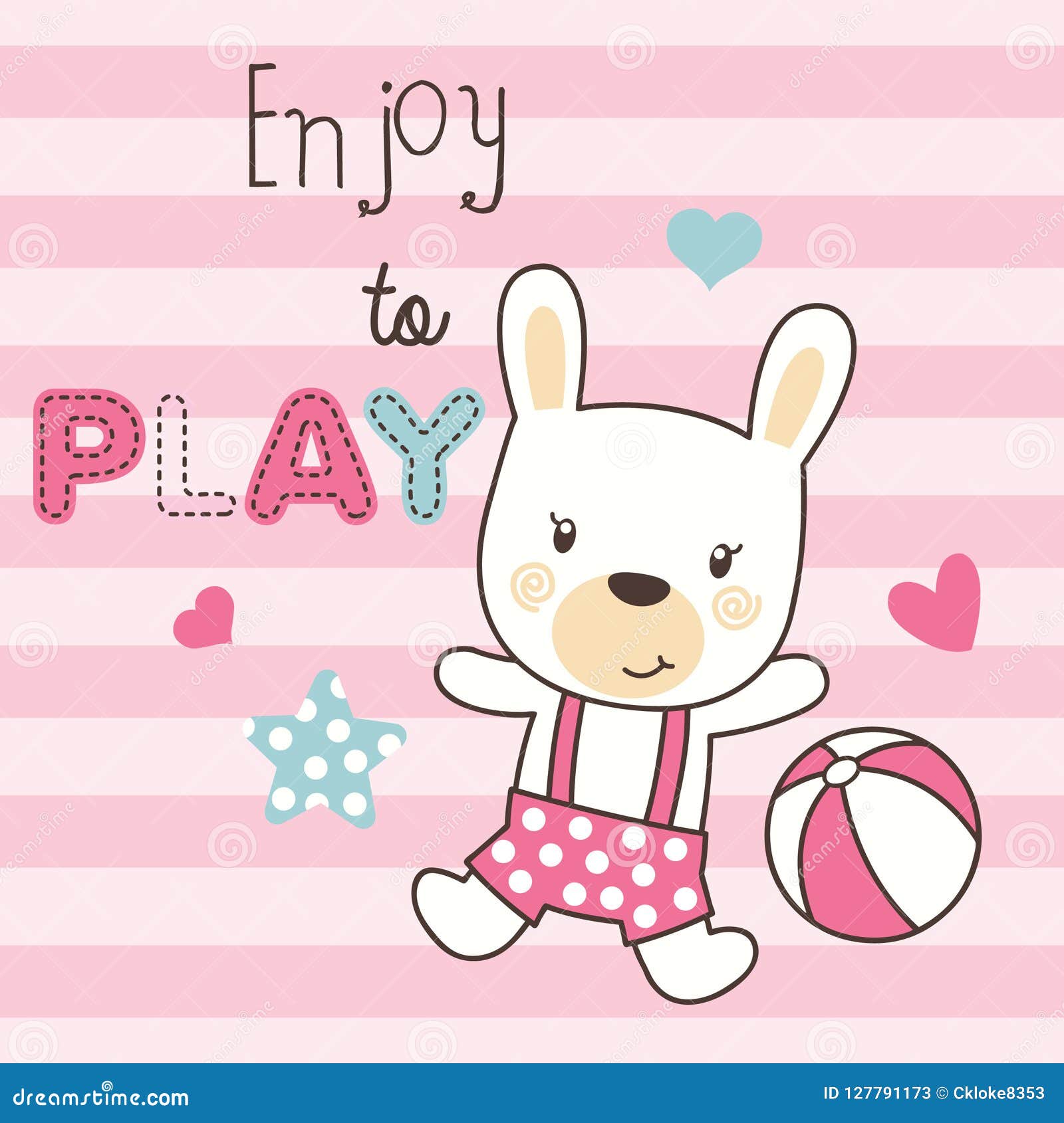 Cute rabbit playing stock illustration. Illustration of drawing - 127791173