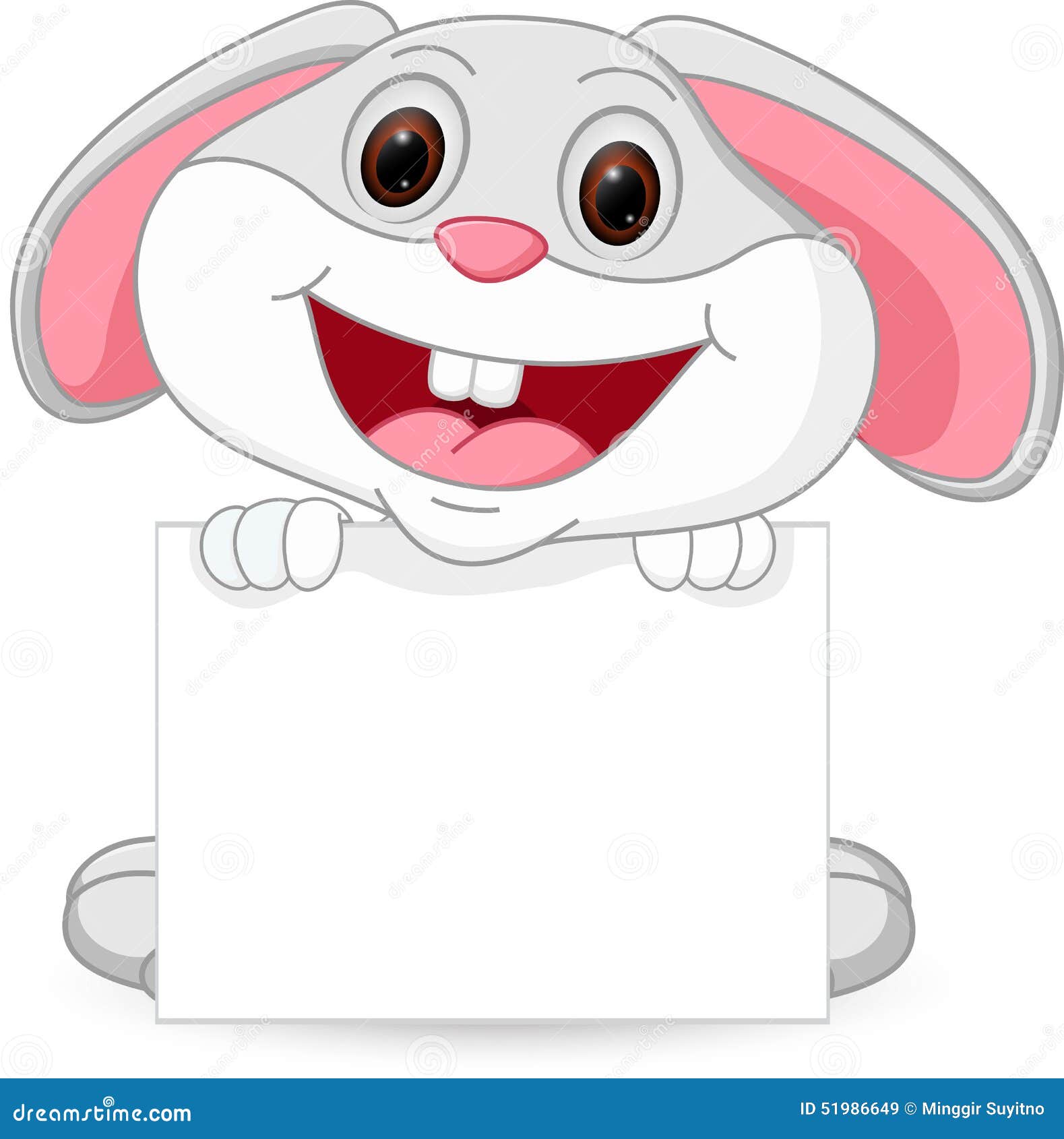 Cute Rabbit Cartoon with Sign Stock Vector - Illustration of isolated ...