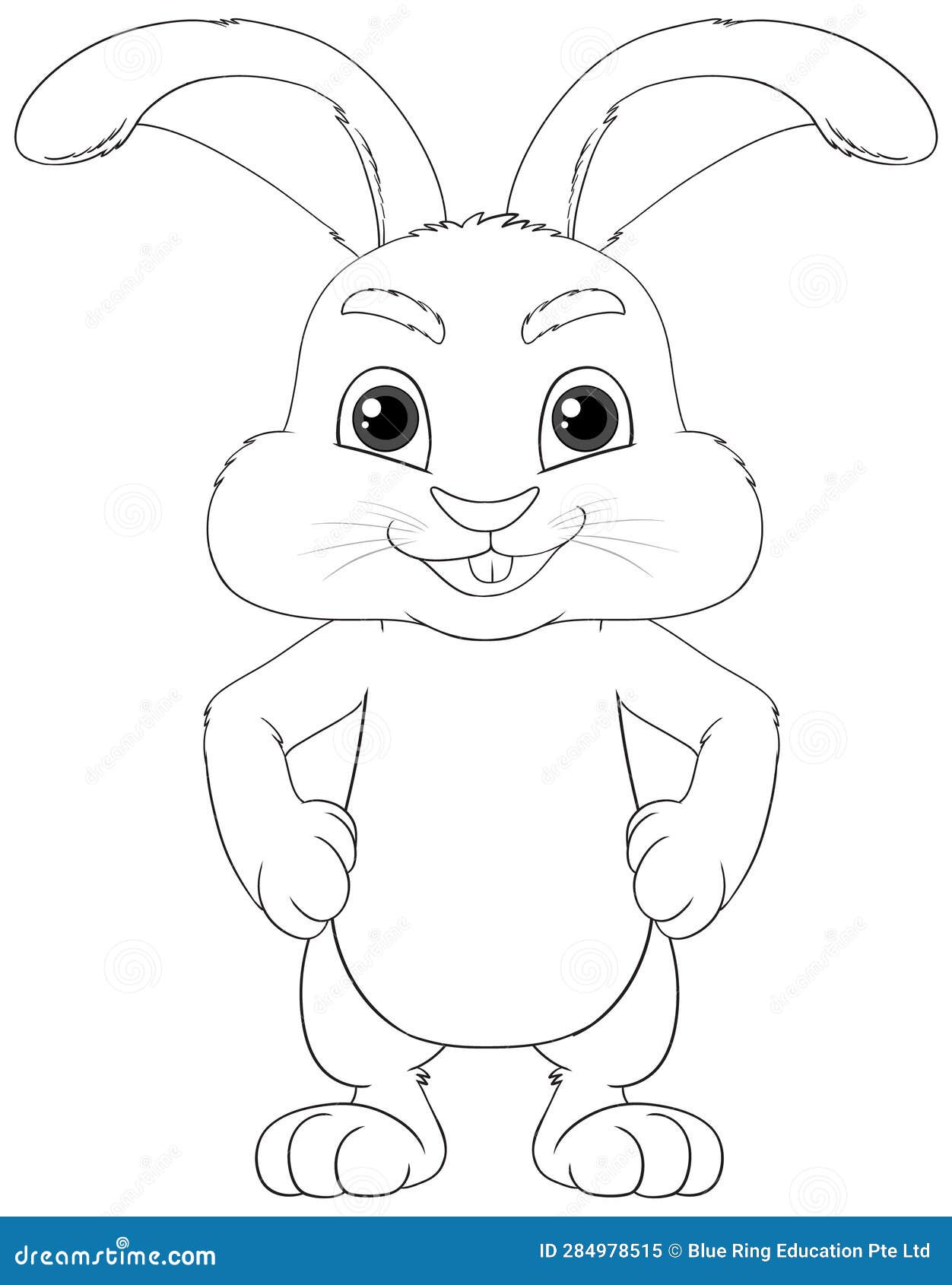 Cute Rabbit Cartoon Standing Outline Stock Vector - Illustration of ...