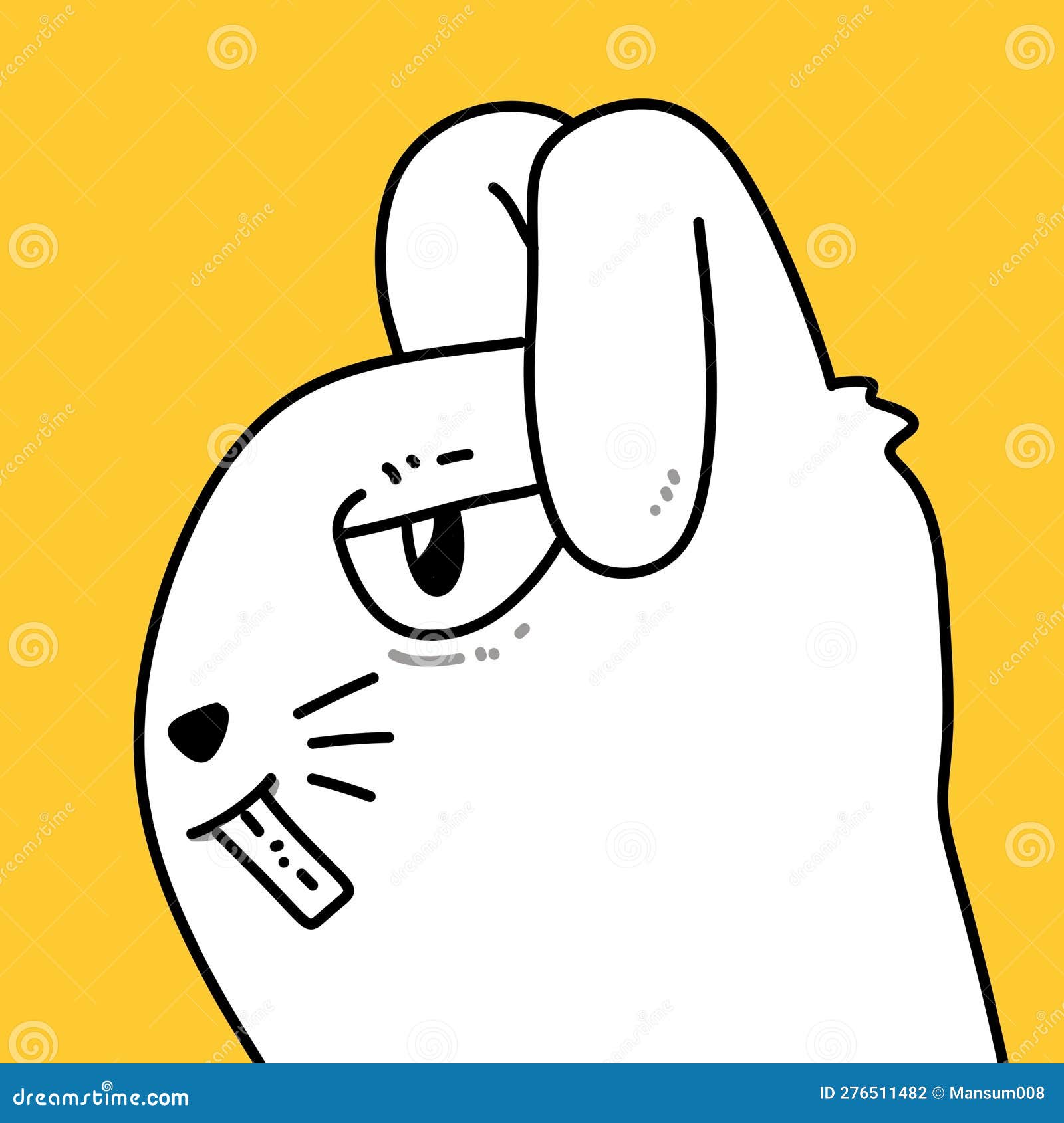 Cute Rabbit Cartoon on Yellow Background Stock Illustration ...