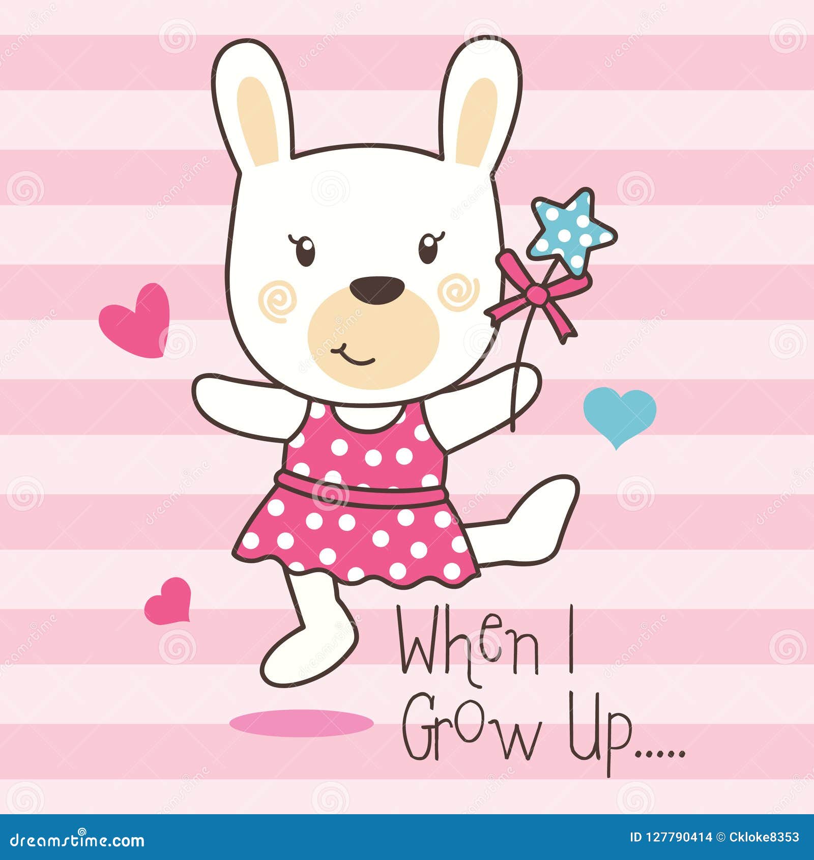 Cute rabbit dancing stock vector. Illustration of card - 127790414