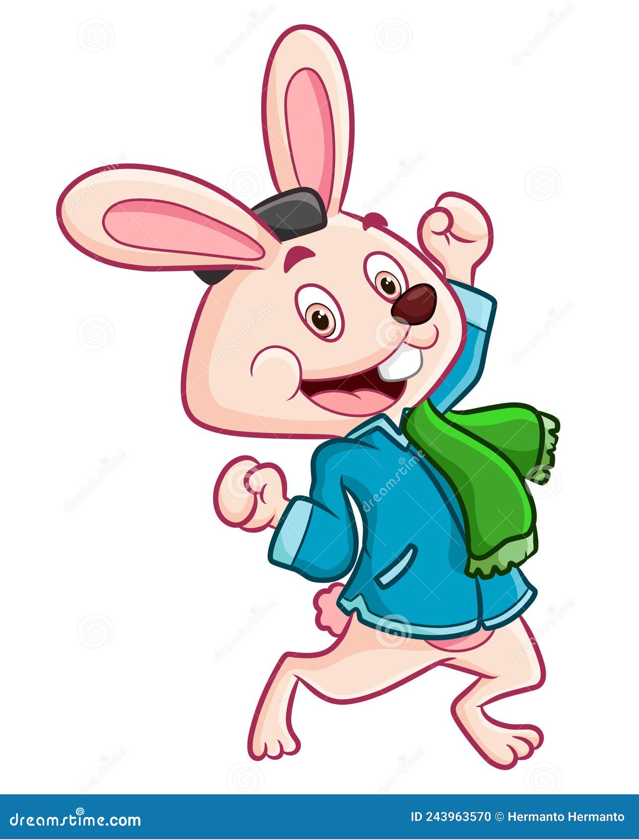 The Cute Rabbit is Dancing with the Happy Expression Stock Vector ...