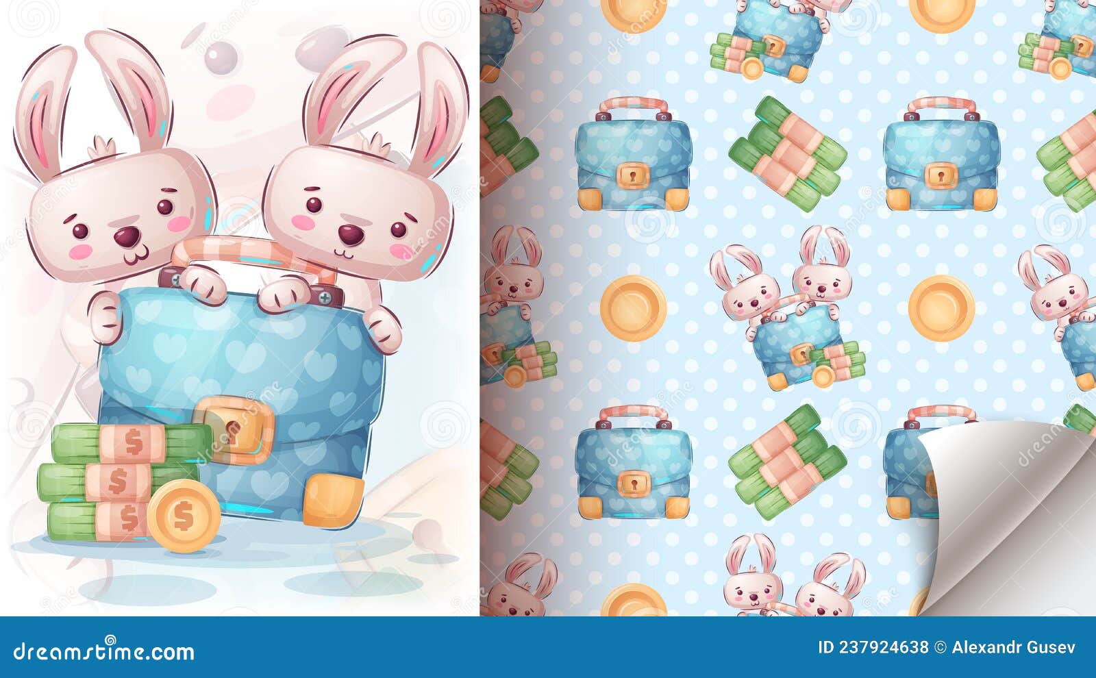 Cute Rabbit with Diplomat - Seamless Pattern Stock Vector ...