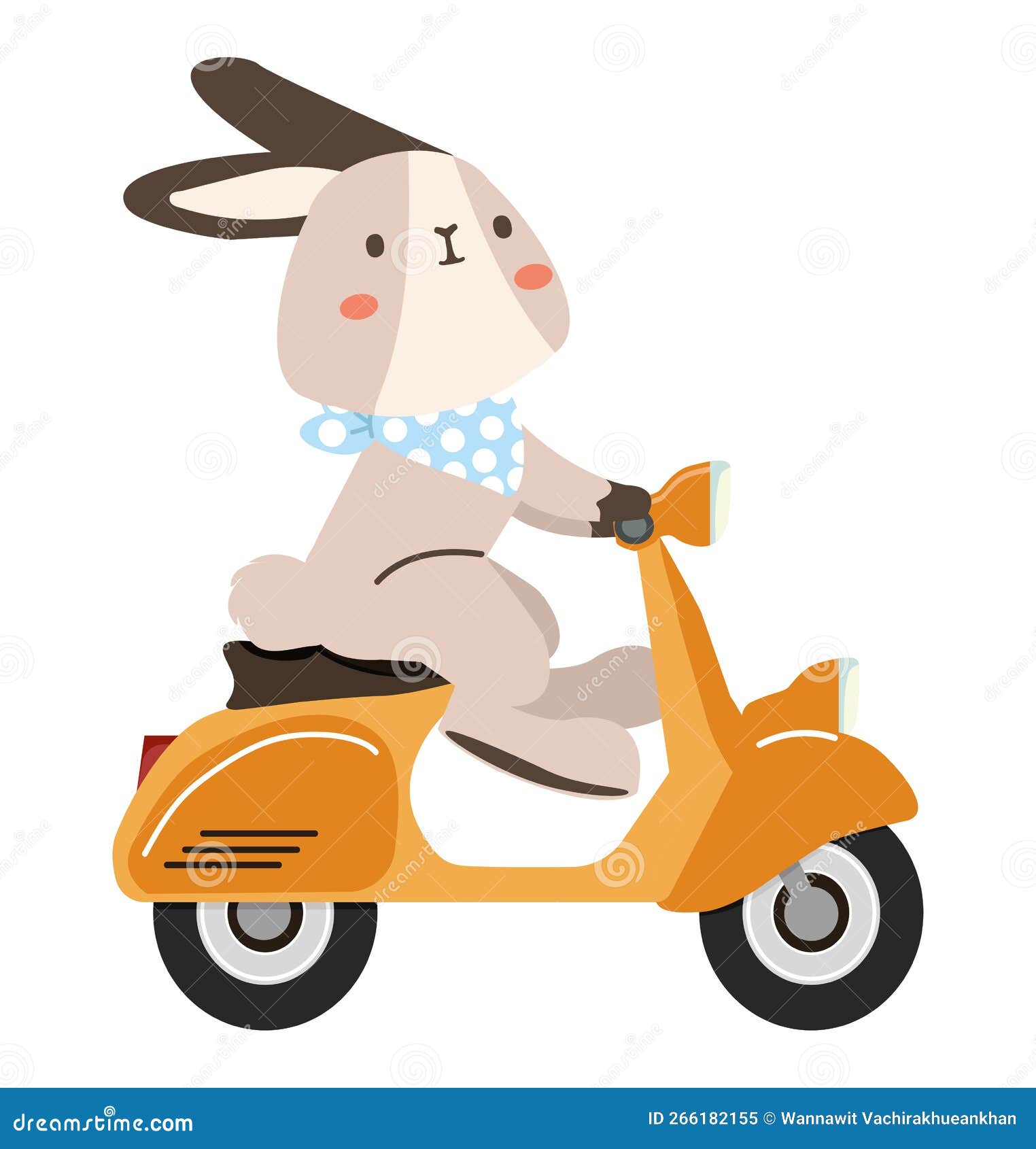Cute Rabbit Driving Yellow Scooter Stock Vector - Illustration of bunny ...