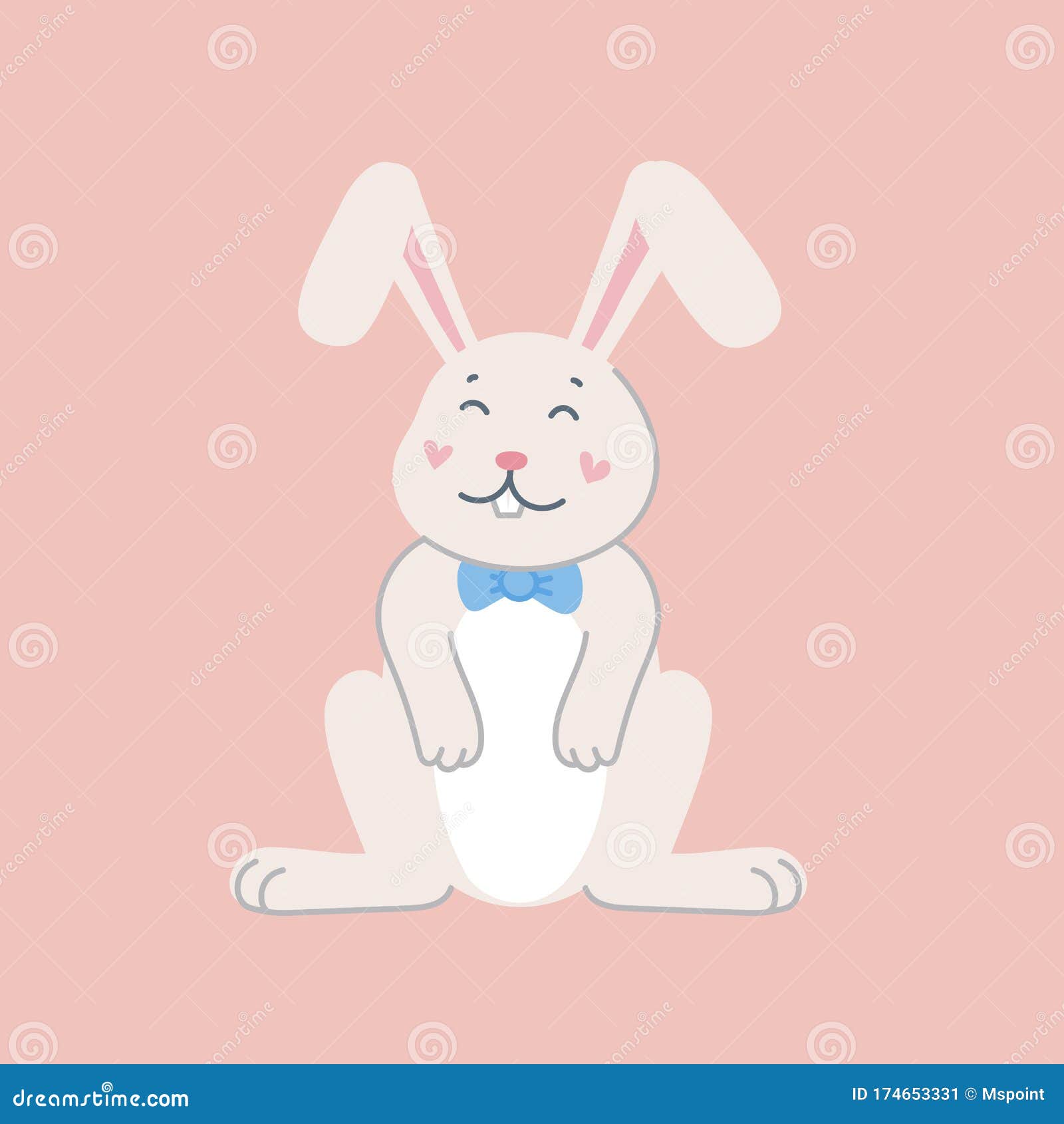 Cute Rabbit. Easter Cartoon Bunny Pink Background Stock Vector ...