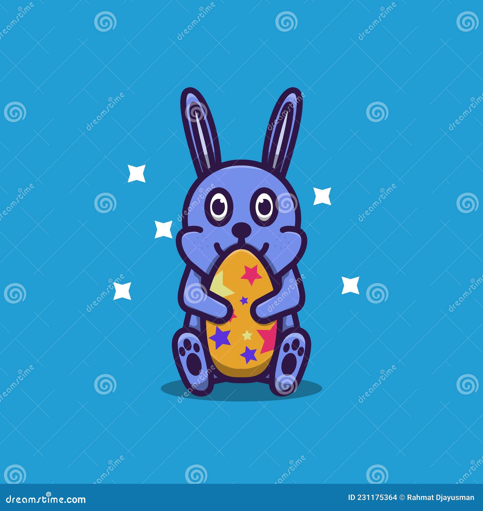 Cute rabbit with egg stock vector. Illustration of bunny - 231175364