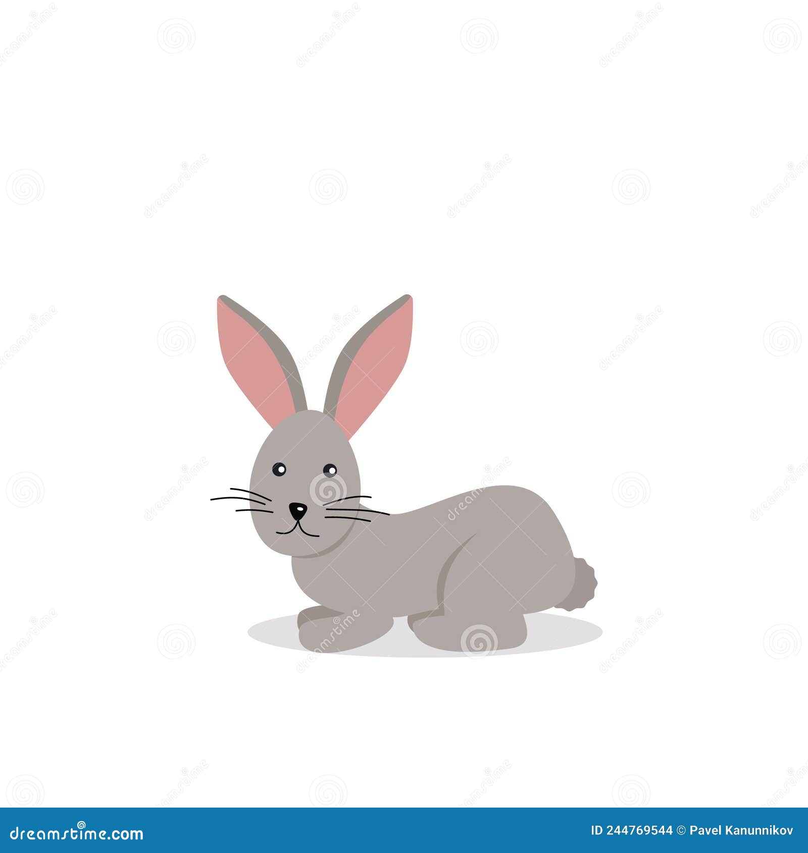 Cute Rabbit in Flat Style Isolated on White Background Stock Vector ...