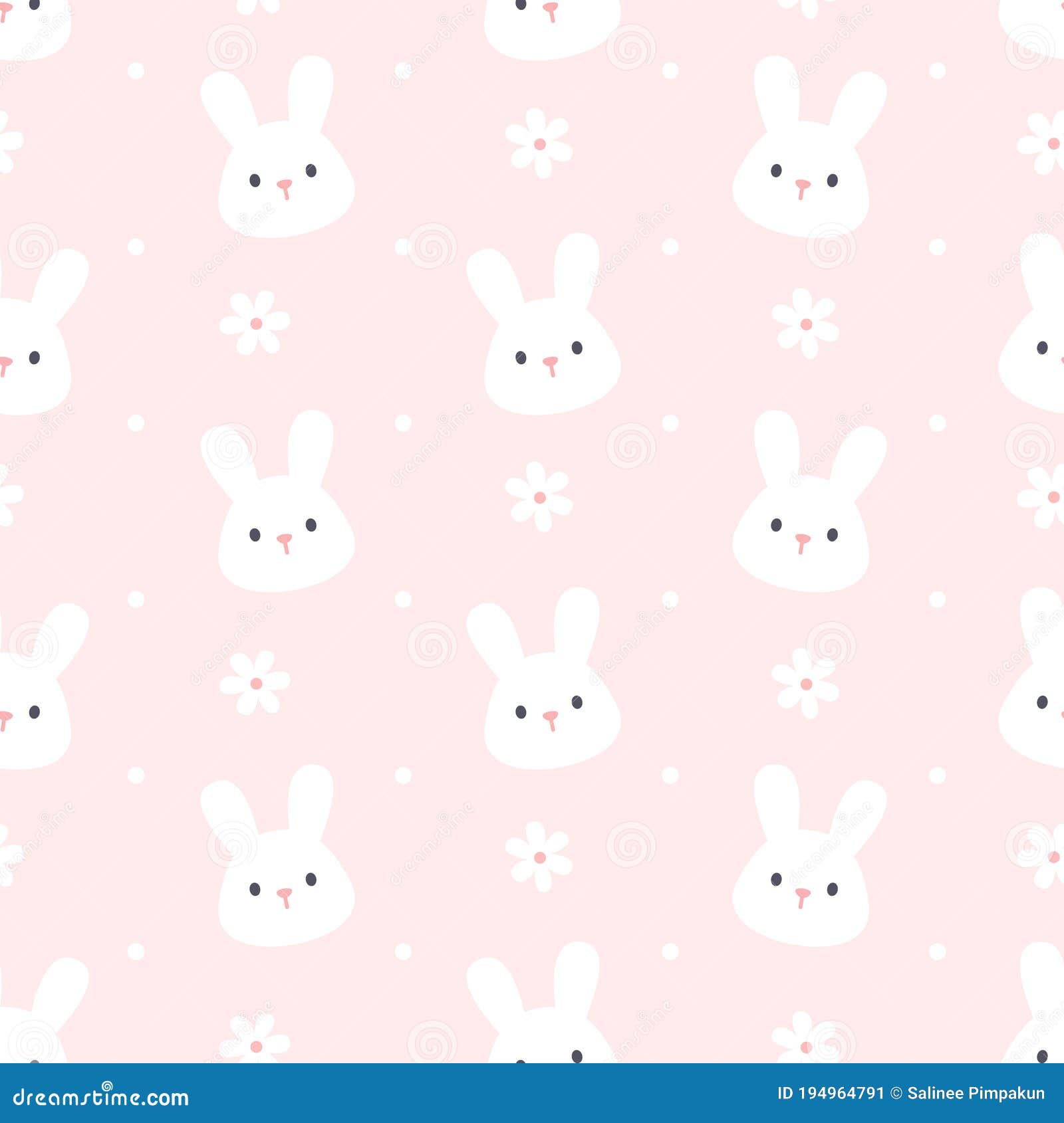 Cute Rabbit and Flower Seamless Pattern Background Stock Vector ...
