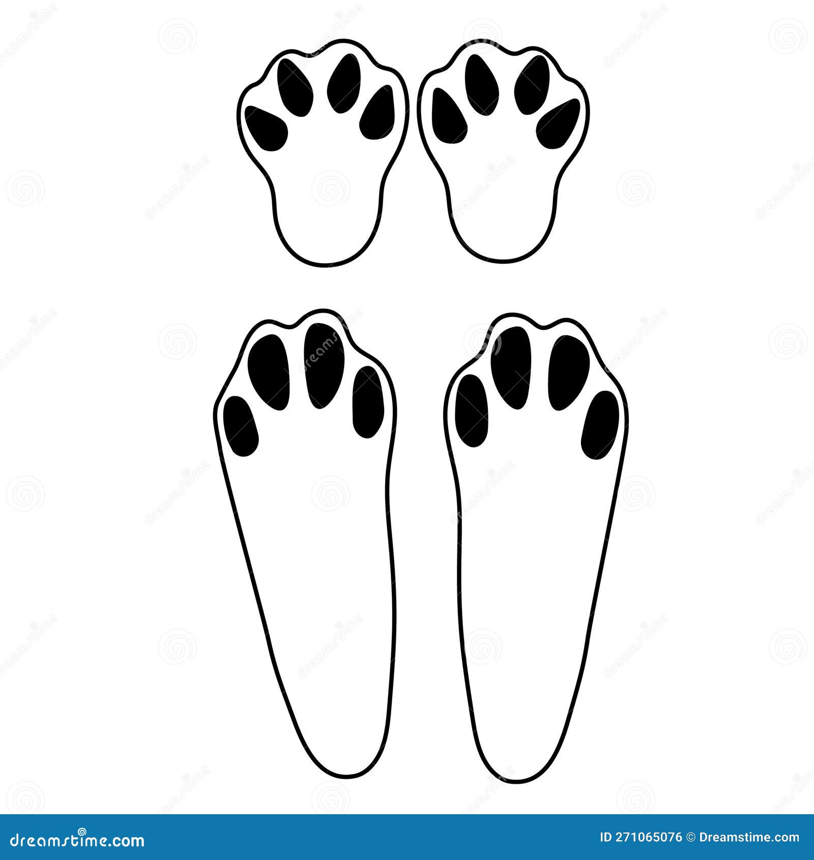 Cute Rabbit Footprints. Isolated Illustration on a White Background ...