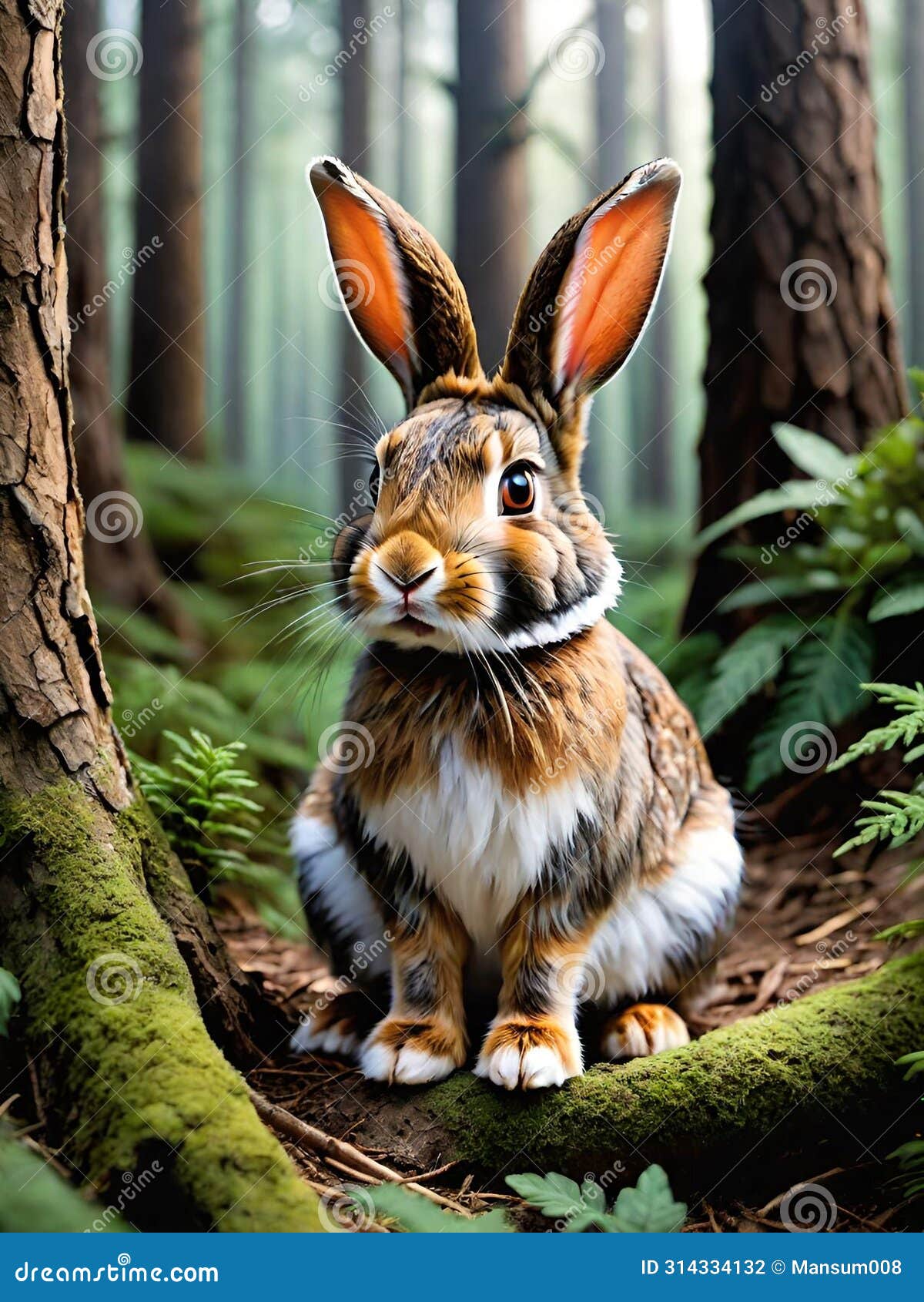 Cute rabbit in forest stock illustration. Illustration of animal ...