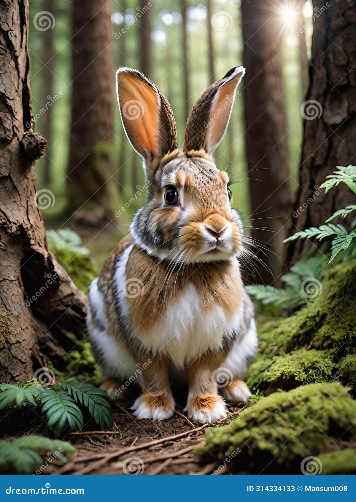 Cute rabbit in forest stock illustration. Illustration of animal ...