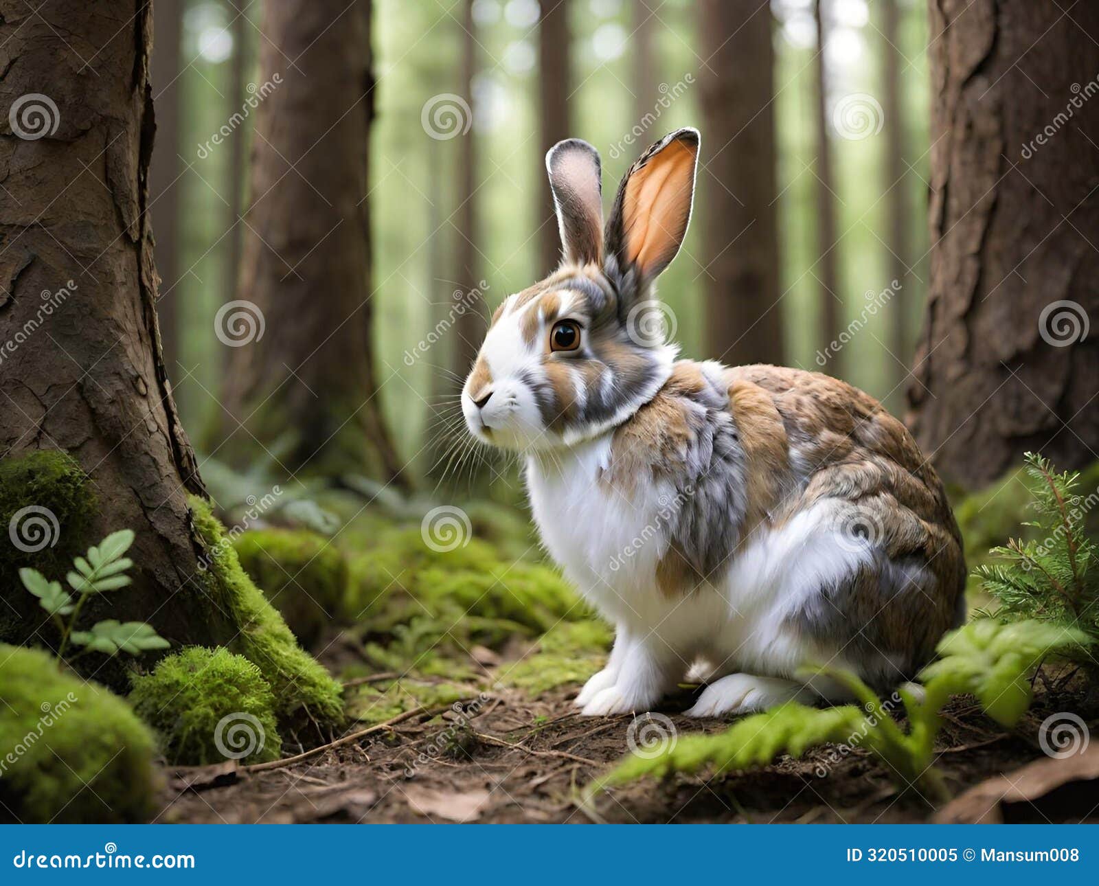 Cute rabbit in the forest stock illustration. Illustration of beautiful ...
