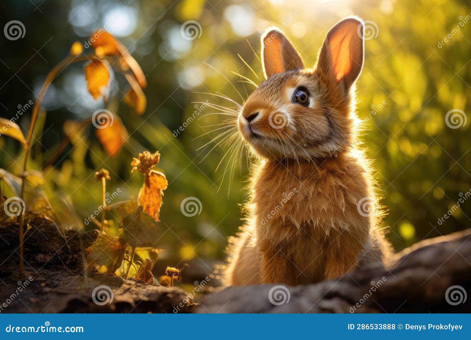Cute rabbit in forest stock illustration. Illustration of nature ...