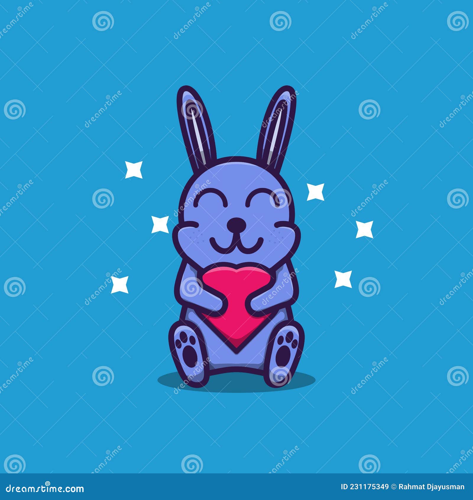 Cute rabbit full of love stock vector. Illustration of greeting - 231175349