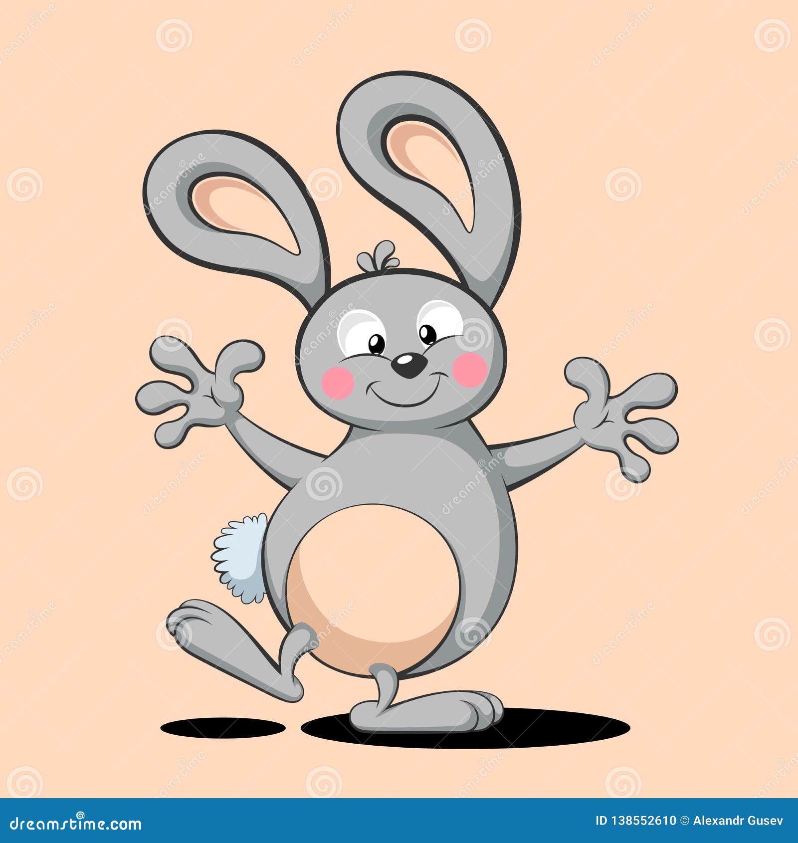 Cute Rabbit - Funny Hello Illustration. Stock Vector - Illustration of ...