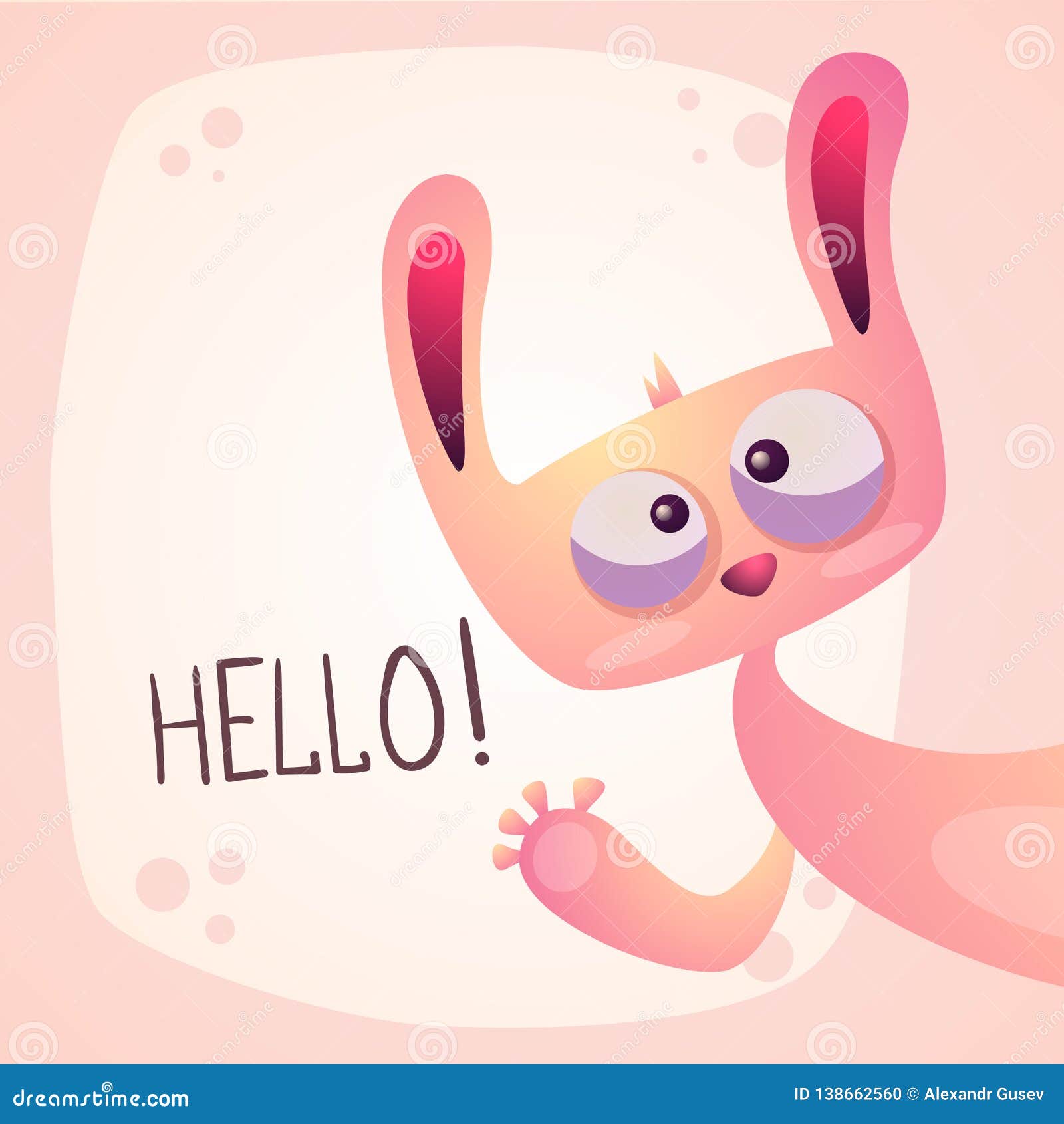 Cute Rabbit - Funny Hello Illustration. Stock Vector - Illustration of ...