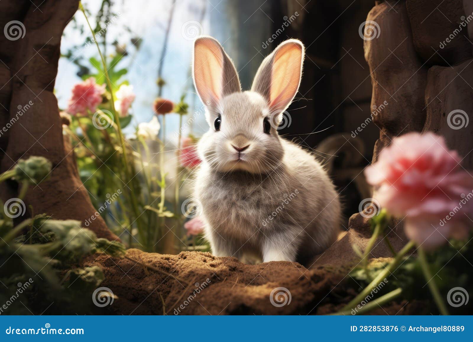 Cute rabbit. Generative AI stock illustration. Illustration of wildlife ...