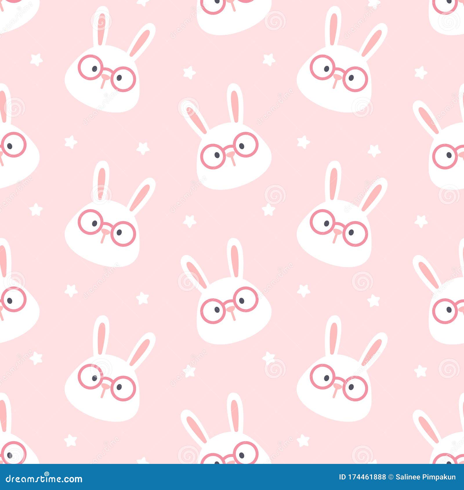 Cute Rabbit with Glasses Seamless Pattern Background Stock Illustration ...