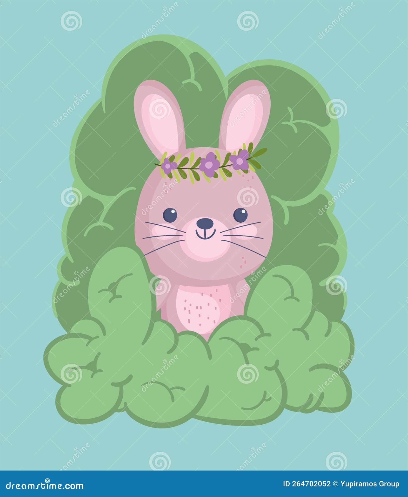 Cute rabbit on grass stock vector. Illustration of baby - 264702052