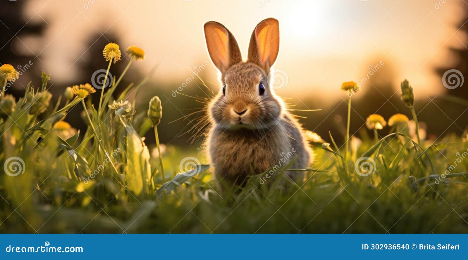 A Cute Rabbit in the Grass Fields on a Spring Day Stock Illustration ...