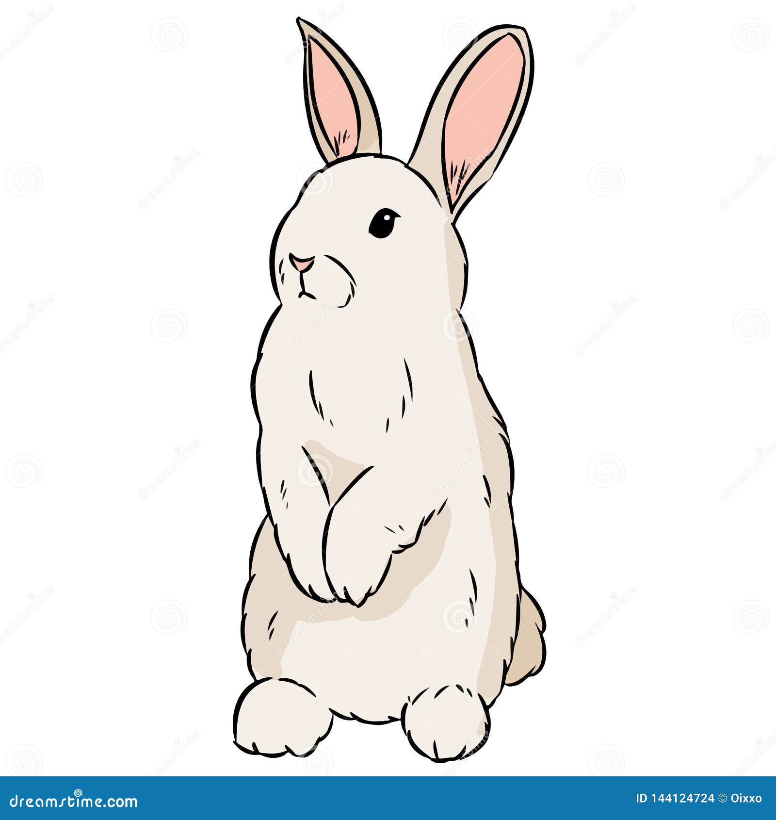 Cute Rabbit Hand Drawn Lineart Isolated Doodle Stock Vector ...