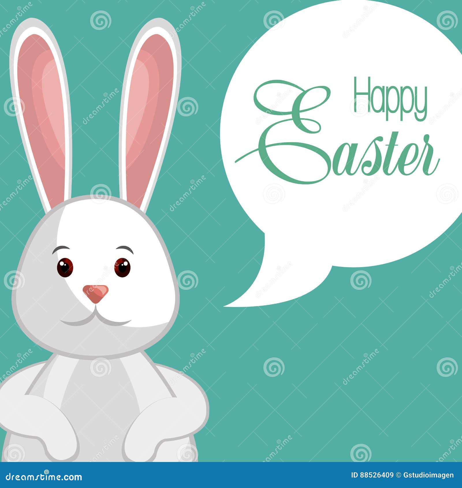 Cute rabbit happy easter stock vector. Illustration of graphic - 88526409
