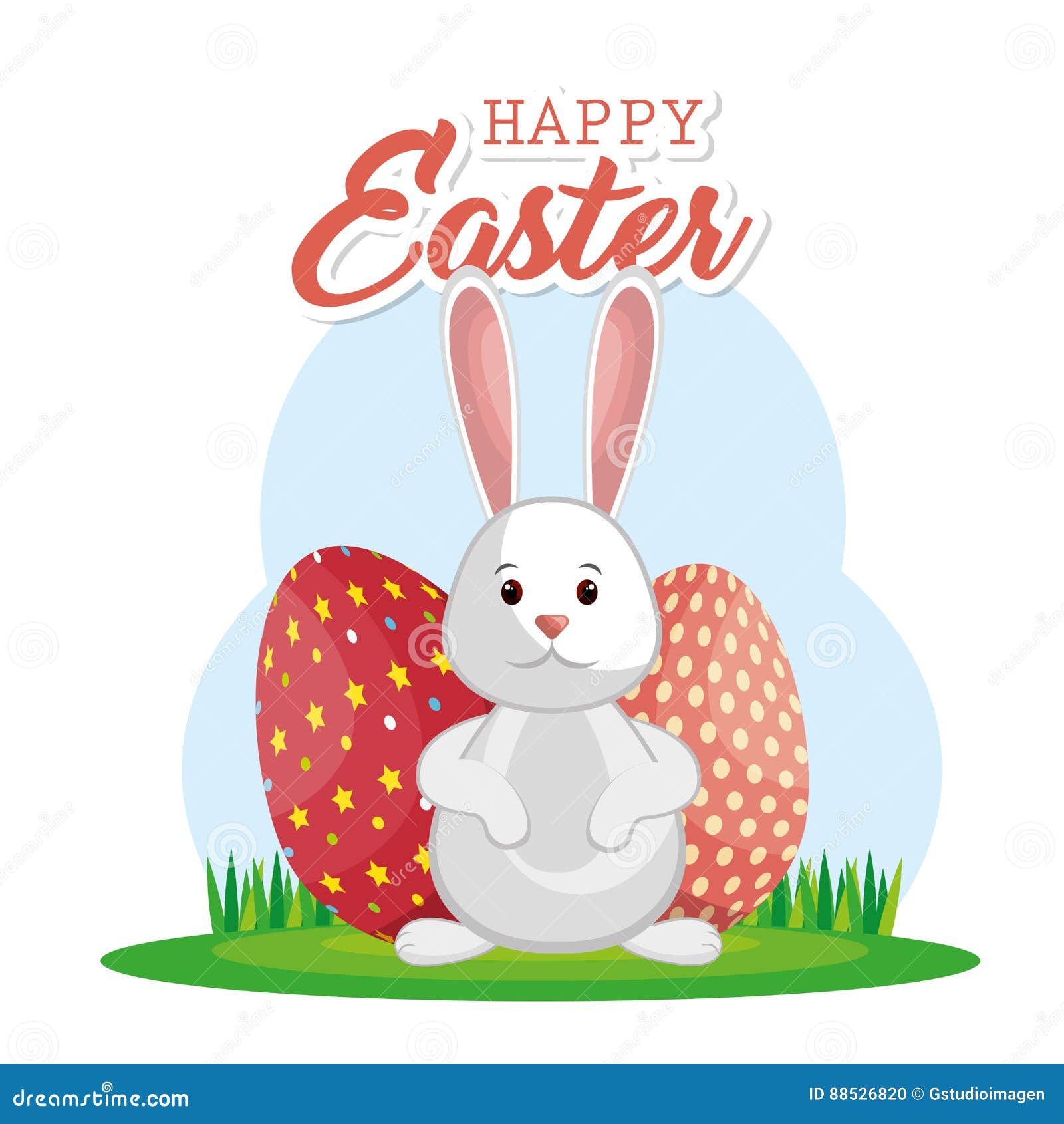 Cute rabbit happy easter stock vector. Illustration of childrens - 88526820