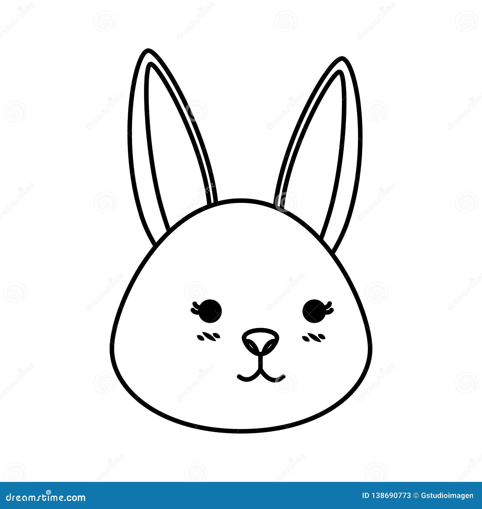 Cute rabbit head character stock vector. Illustration of decor - 138690773
