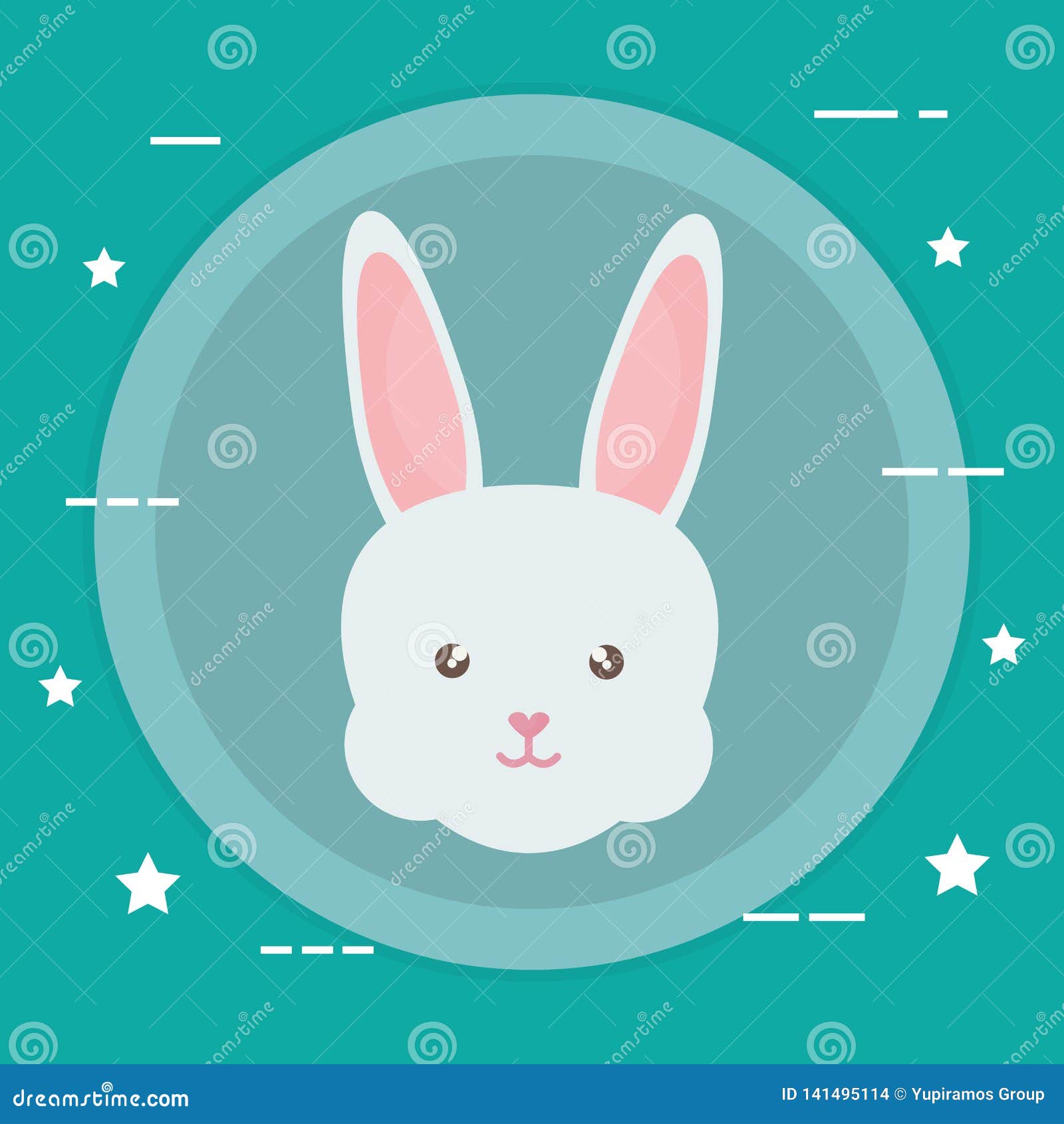 Cute rabbit head character stock vector. Illustration of happiness ...